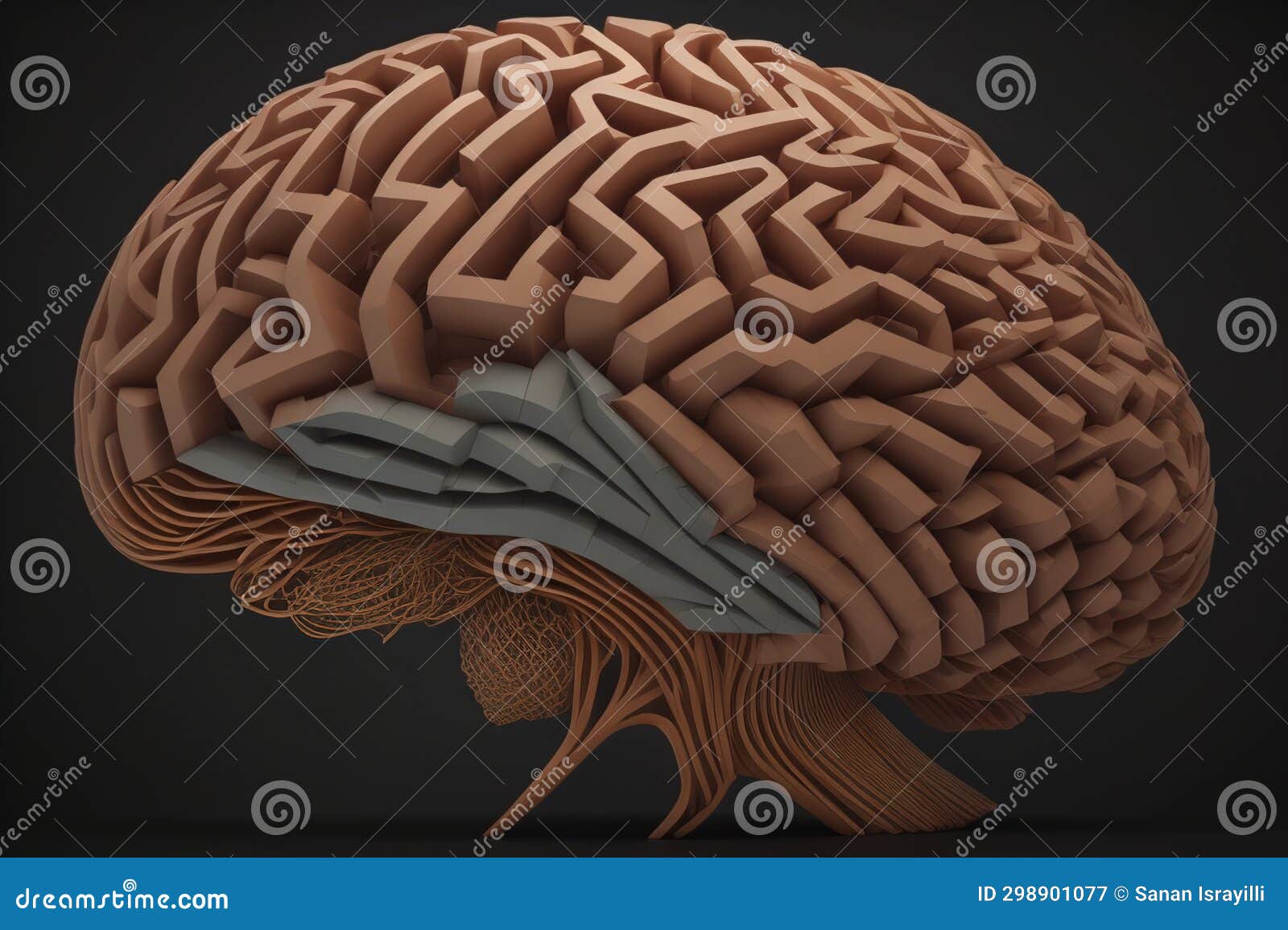 Human Brain on a Solid Color Background. Ai Generative Stock ...