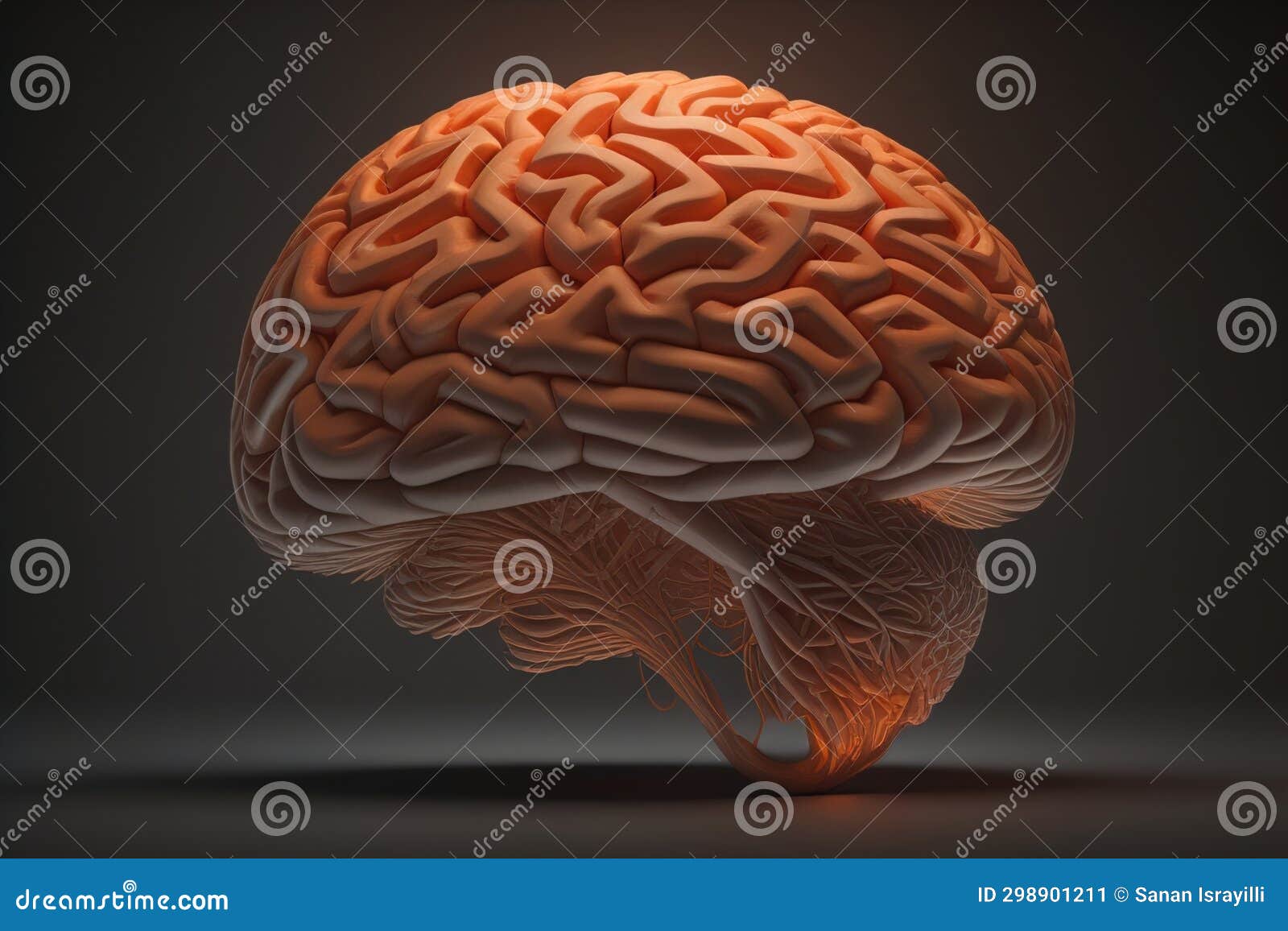 Human Brain on a Solid Color Background. Ai Generative Stock Image ...