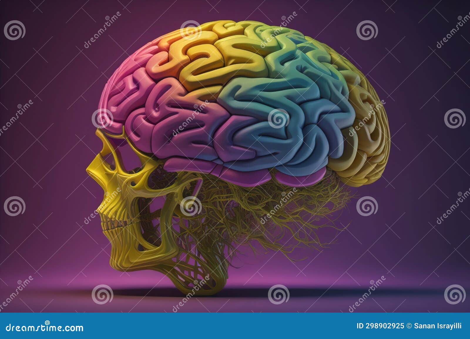 Human Brain on a Solid Color Background. Ai Generative Stock Image ...