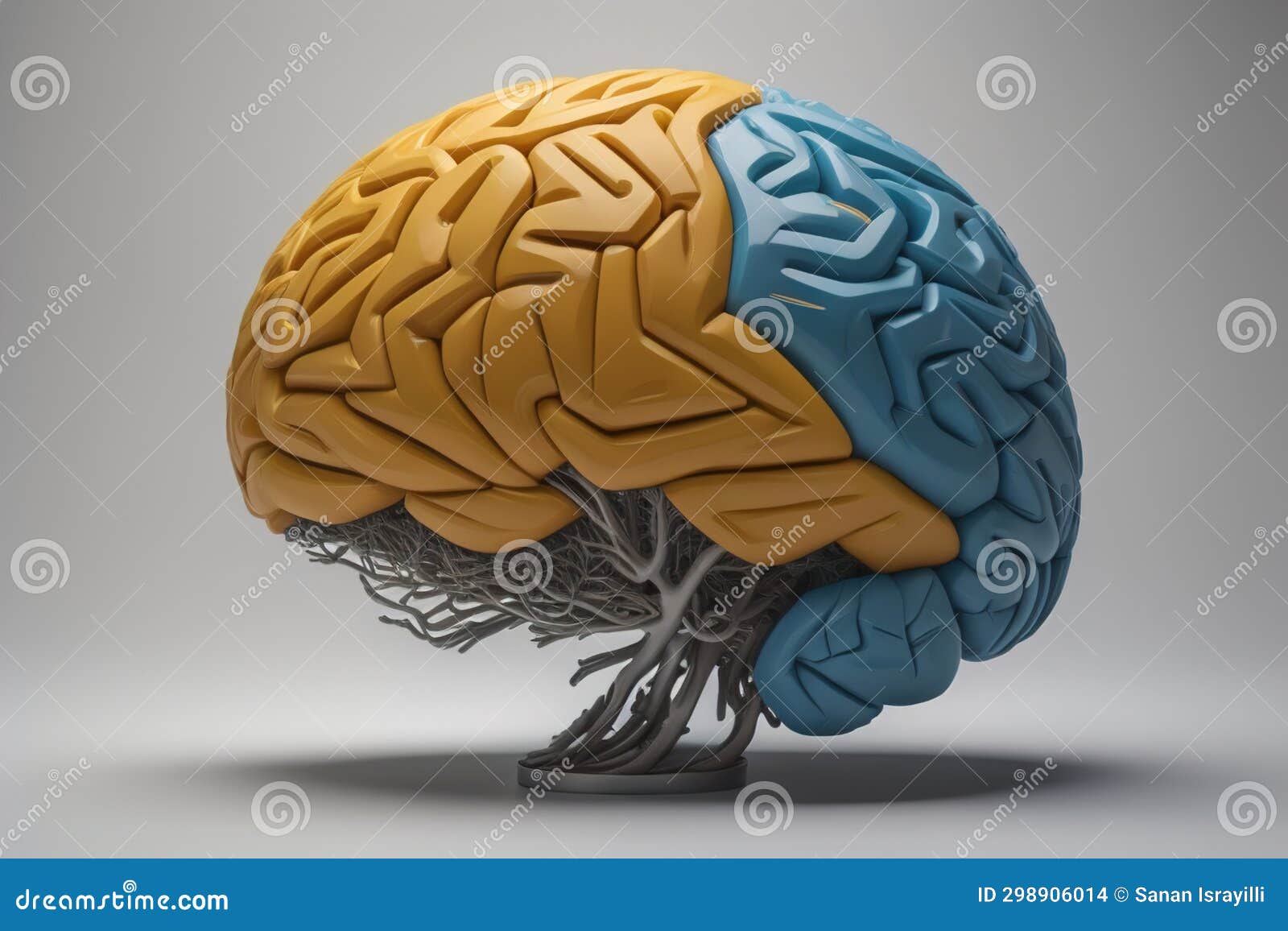Human Brain on a Solid Color Background. Ai Generative Stock Photo ...