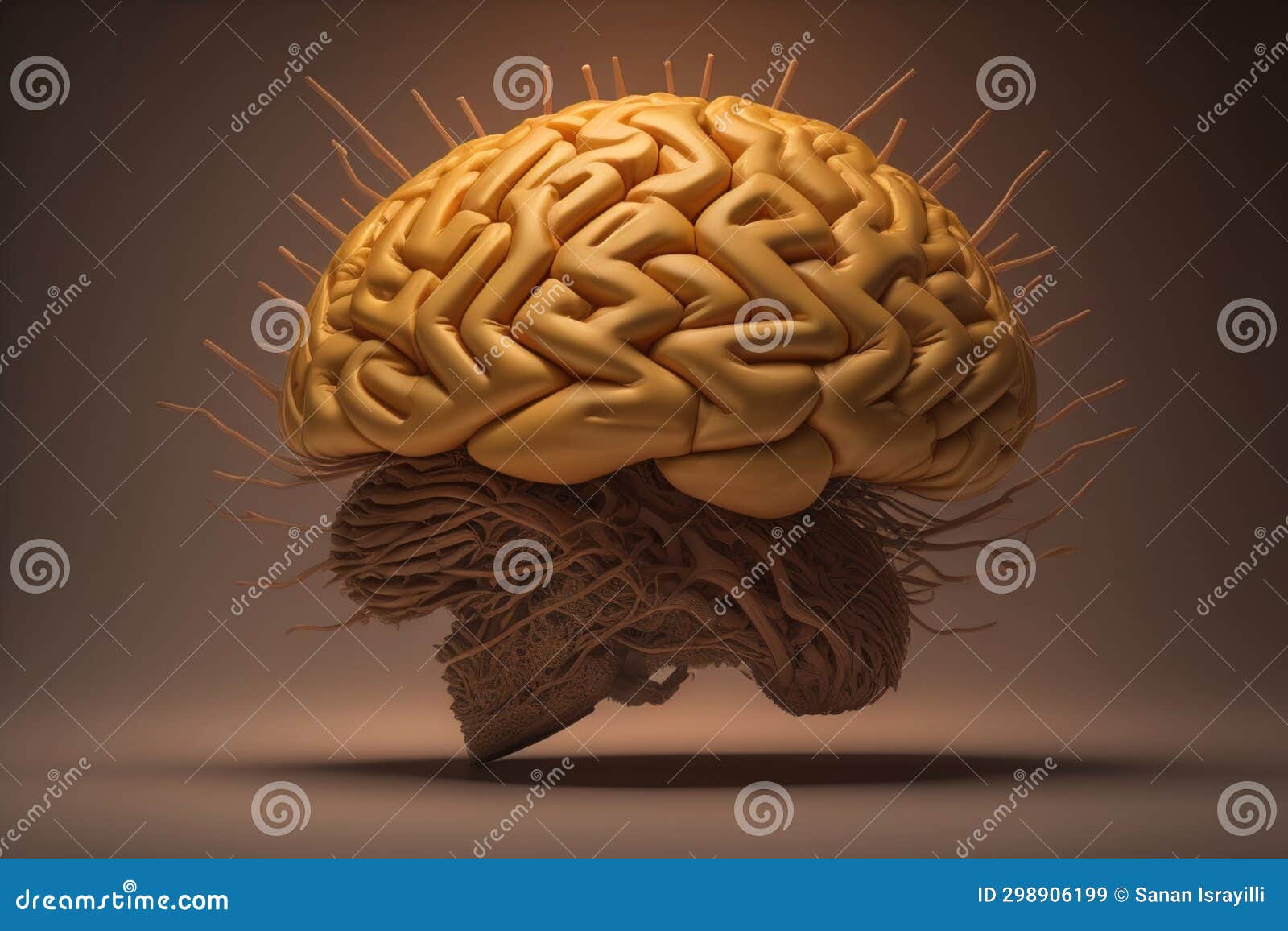 Human Brain on a Solid Color Background. Ai Generative Stock Image ...