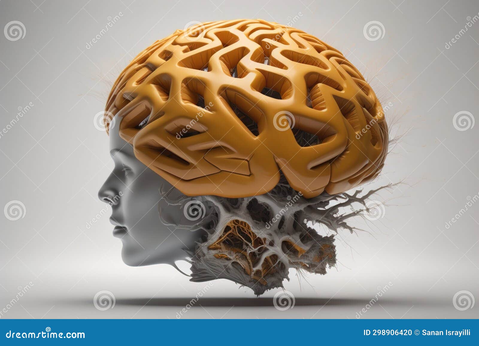 Human Brain on a Solid Color Background. Ai Generative Stock Photo ...