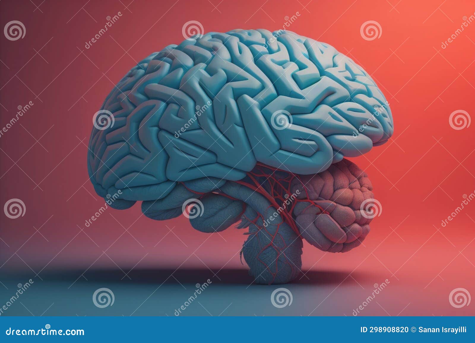 Human Brain on a Solid Color Background. Ai Generative Stock Photo ...