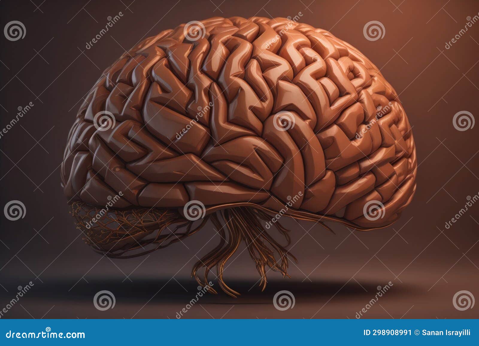 Human Brain on a Solid Color Background. Ai Generative Stock Image ...