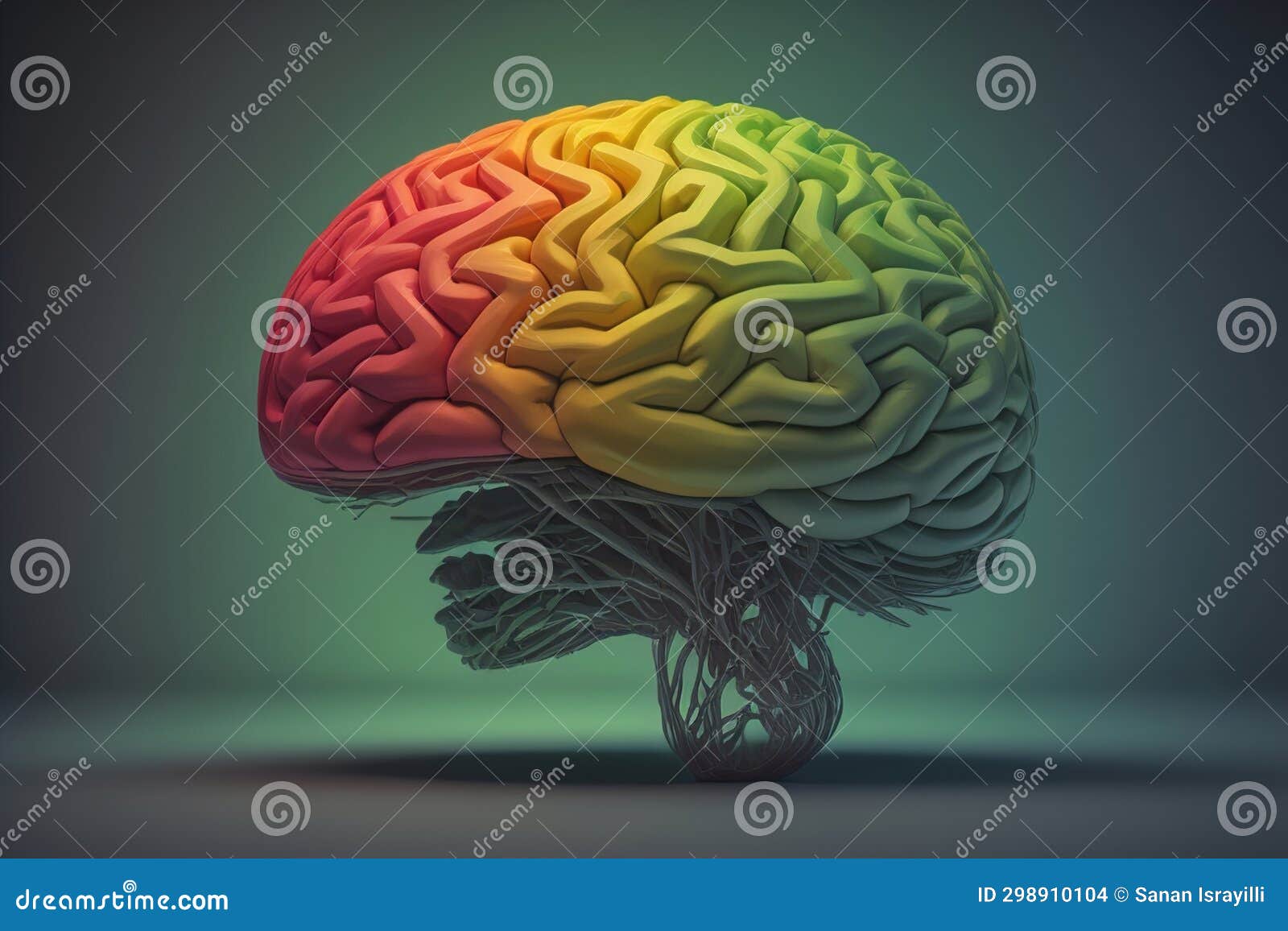 Human Brain on a Solid Color Background. Ai Generative Stock Photo ...
