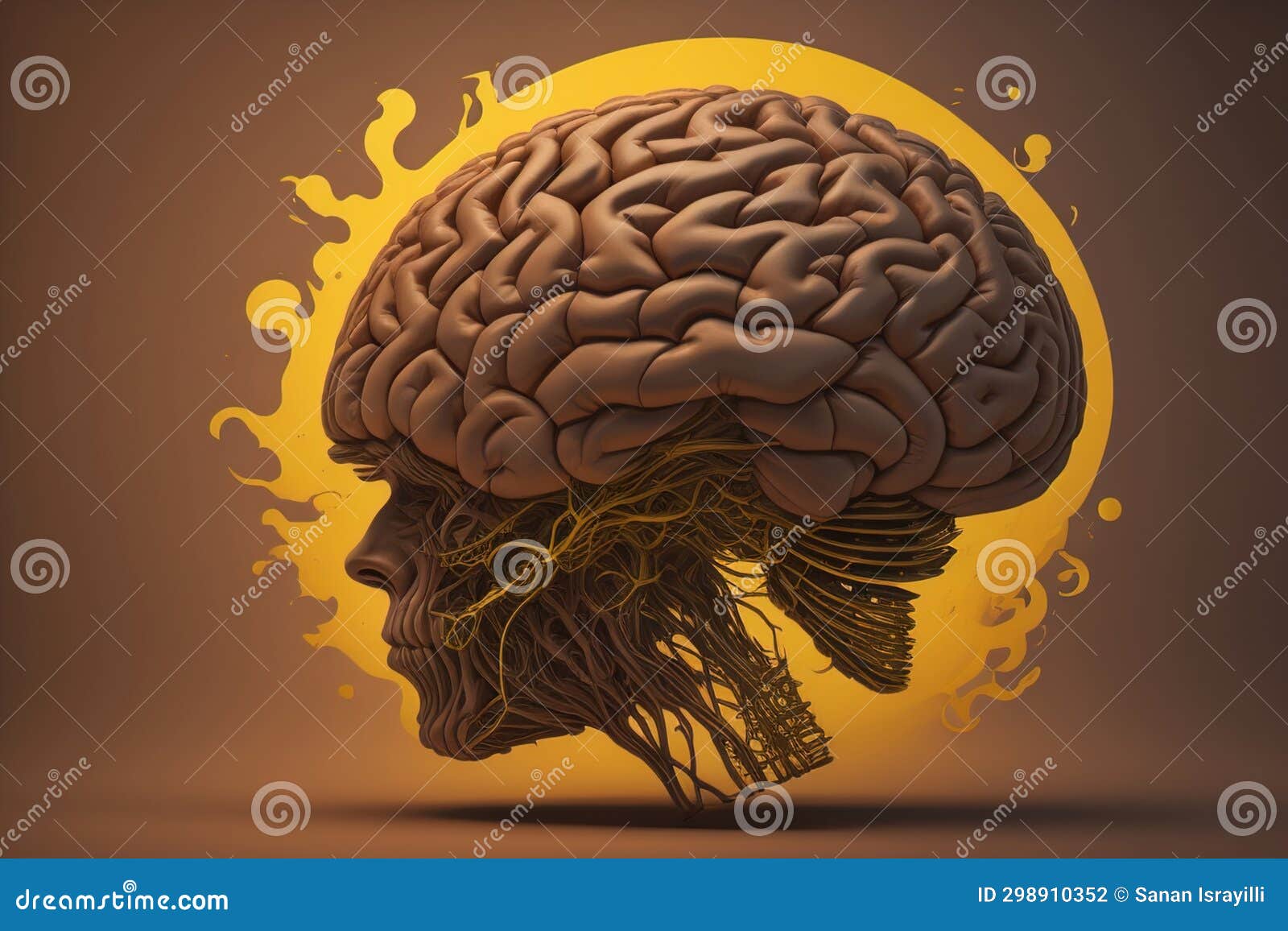 Human Brain on a Solid Color Background. Ai Generative Stock Photo ...