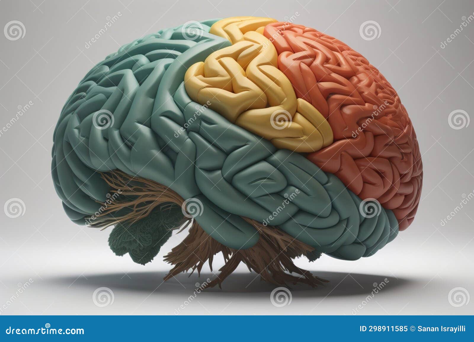 Human Brain on a Solid Color Background. Ai Generative Stock Image ...