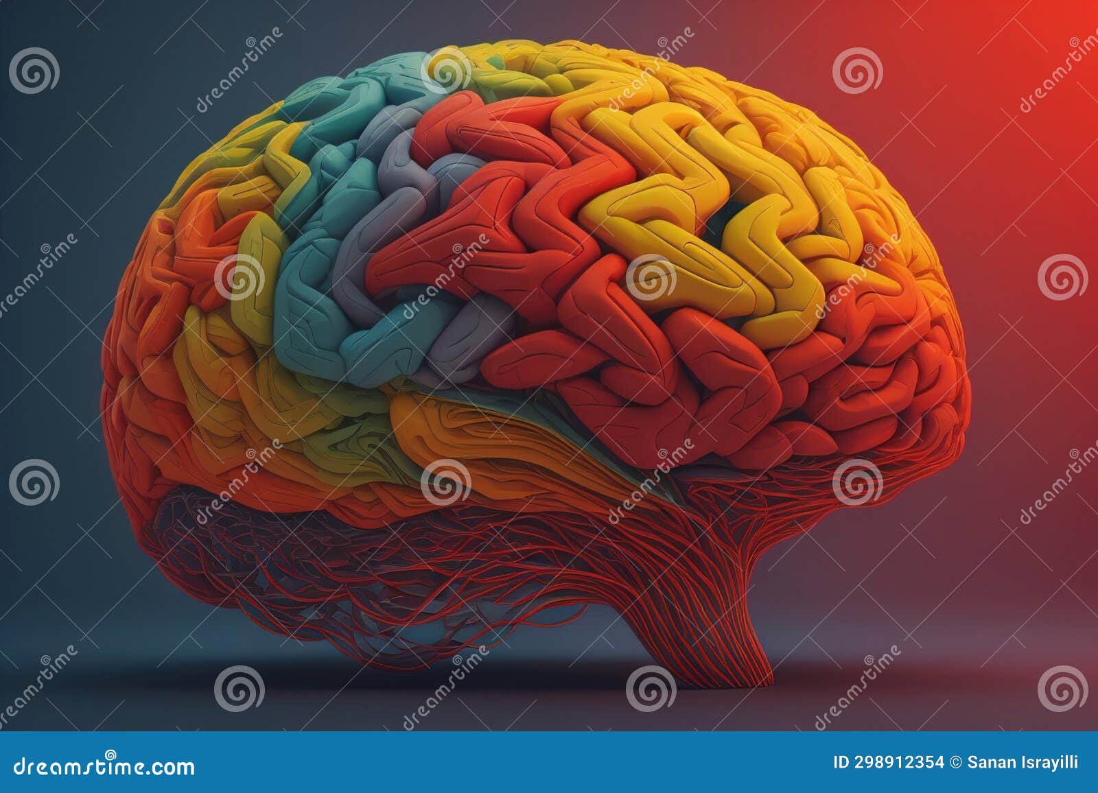 Human Brain on a Solid Color Background. Ai Generative Stock Photo ...