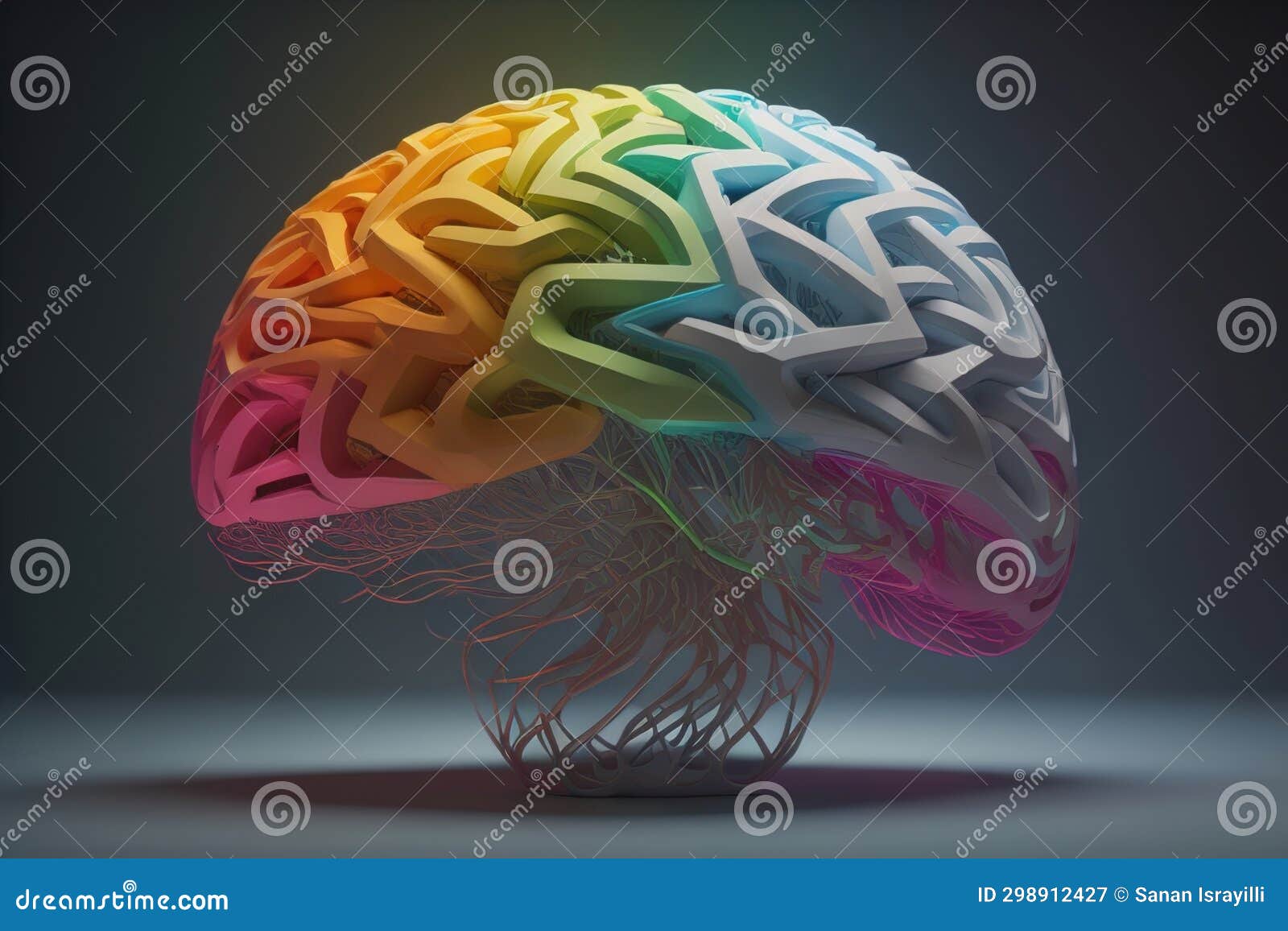 Human Brain on a Solid Color Background. Ai Generative Stock Image ...