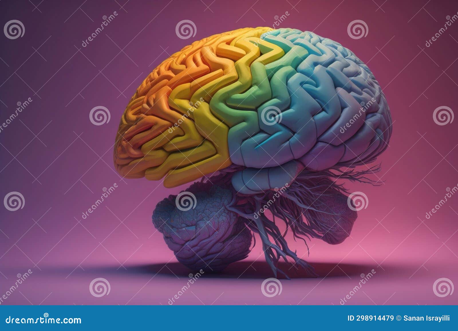 Human Brain on a Solid Color Background. Ai Generative Stock Image ...