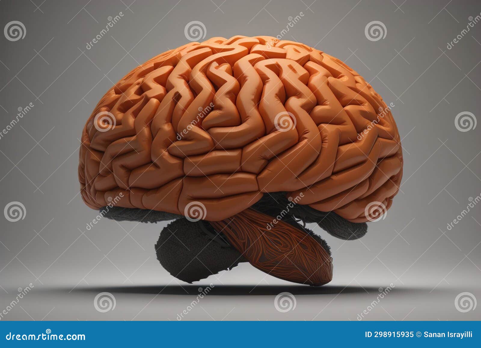 Human Brain on a Solid Color Background. Ai Generative Stock Image ...