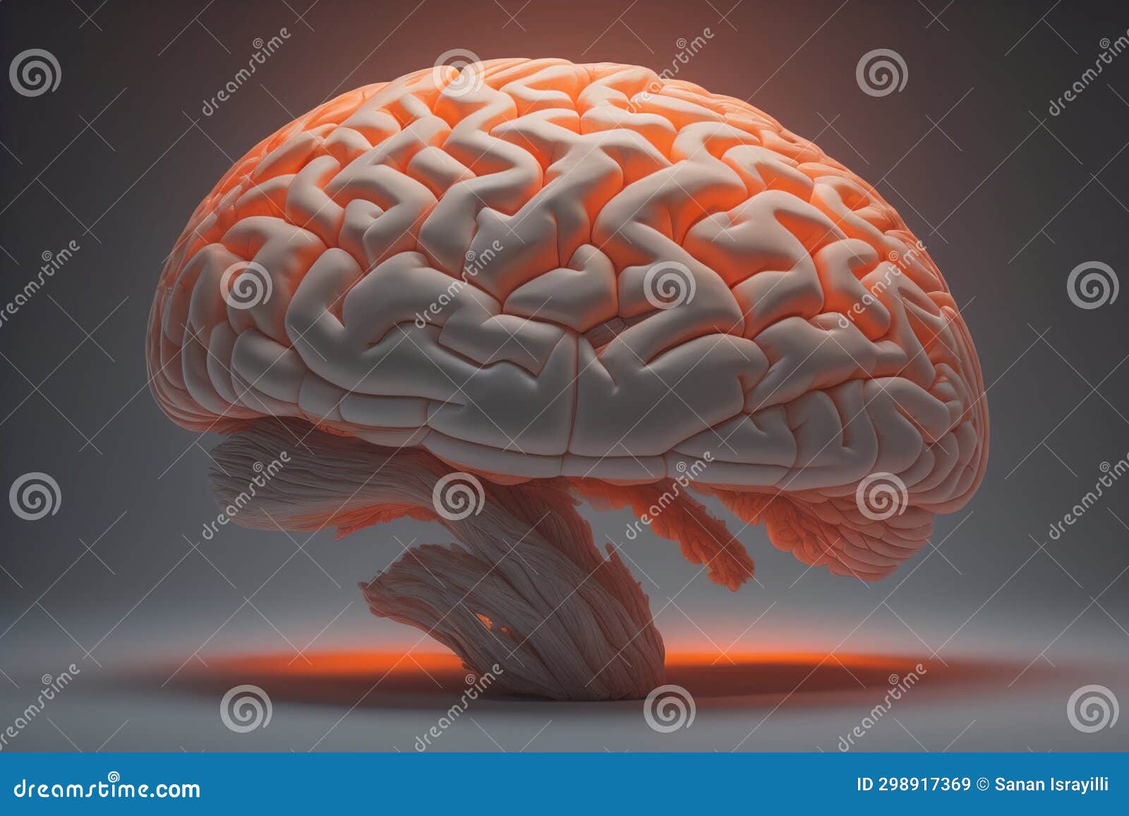 Human Brain on a Solid Color Background. Ai Generative Stock Image ...