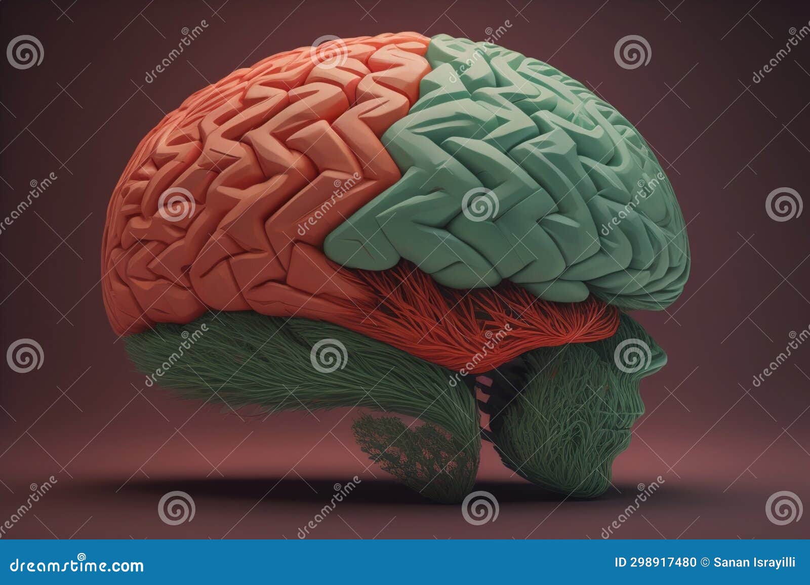 Human Brain on a Solid Color Background. Ai Generative Stock Photo ...