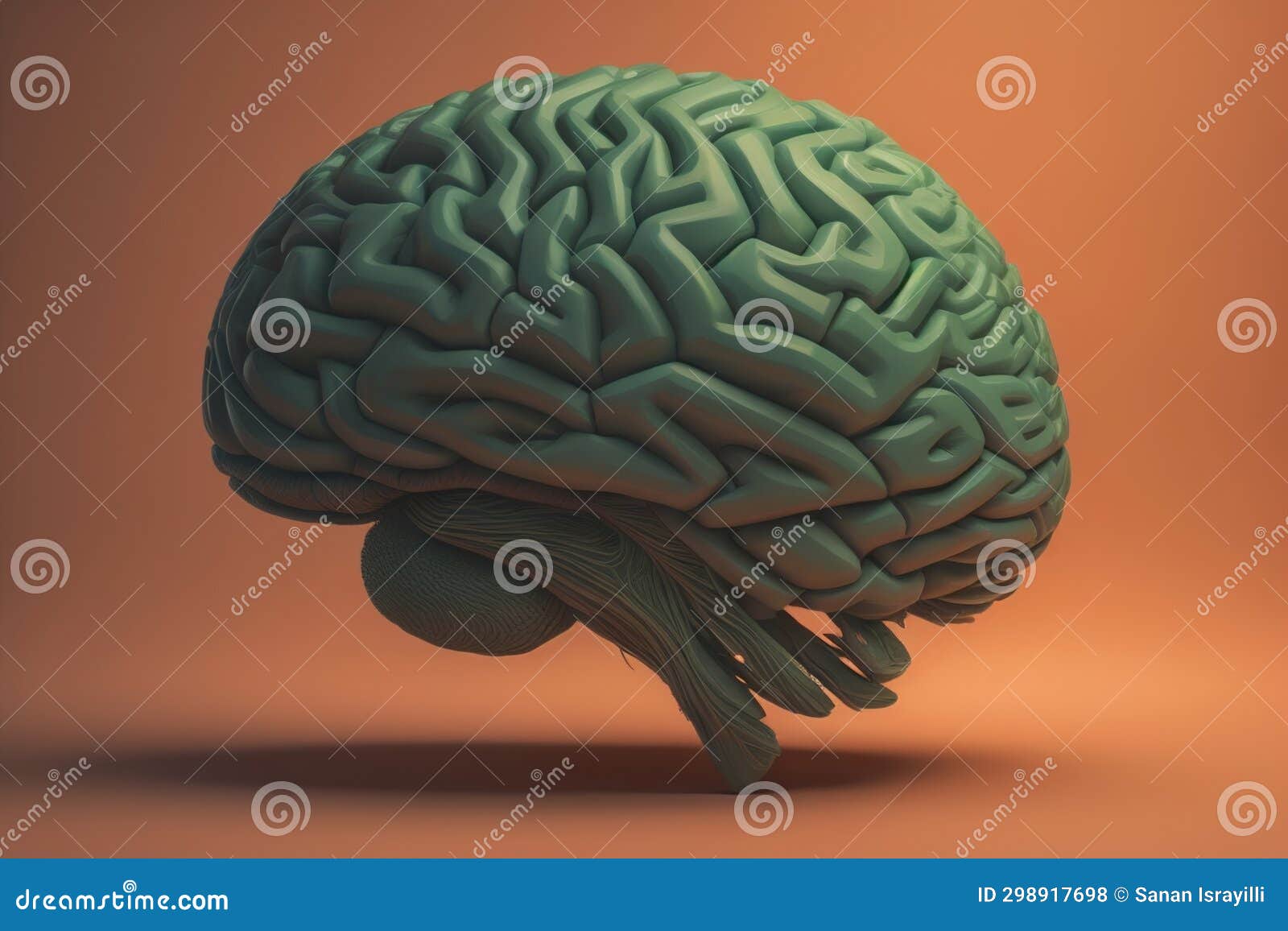 Human Brain on a Solid Color Background. Ai Generative Stock Photo ...