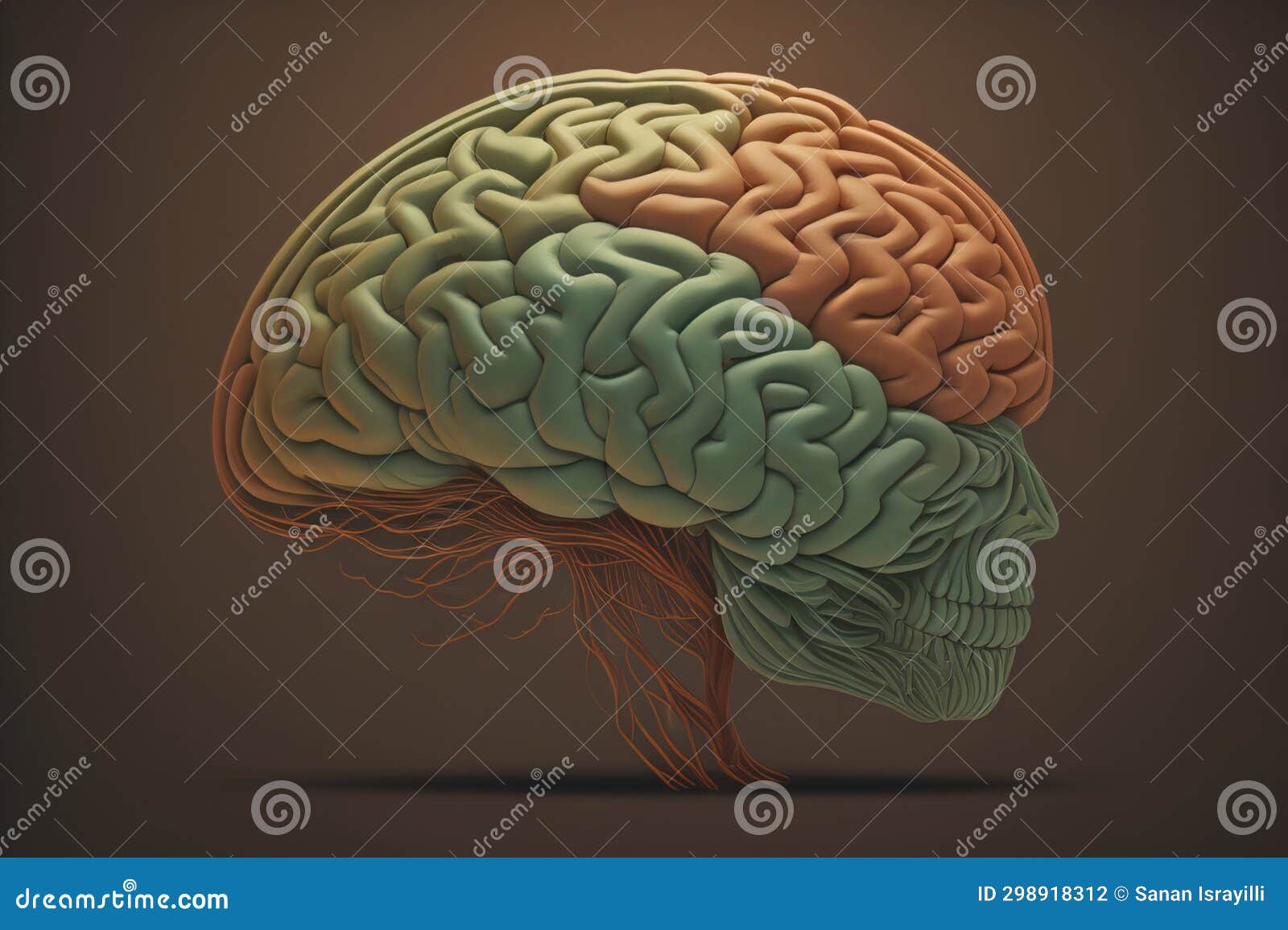 Human Brain on a Solid Color Background. Ai Generative Stock Photo ...