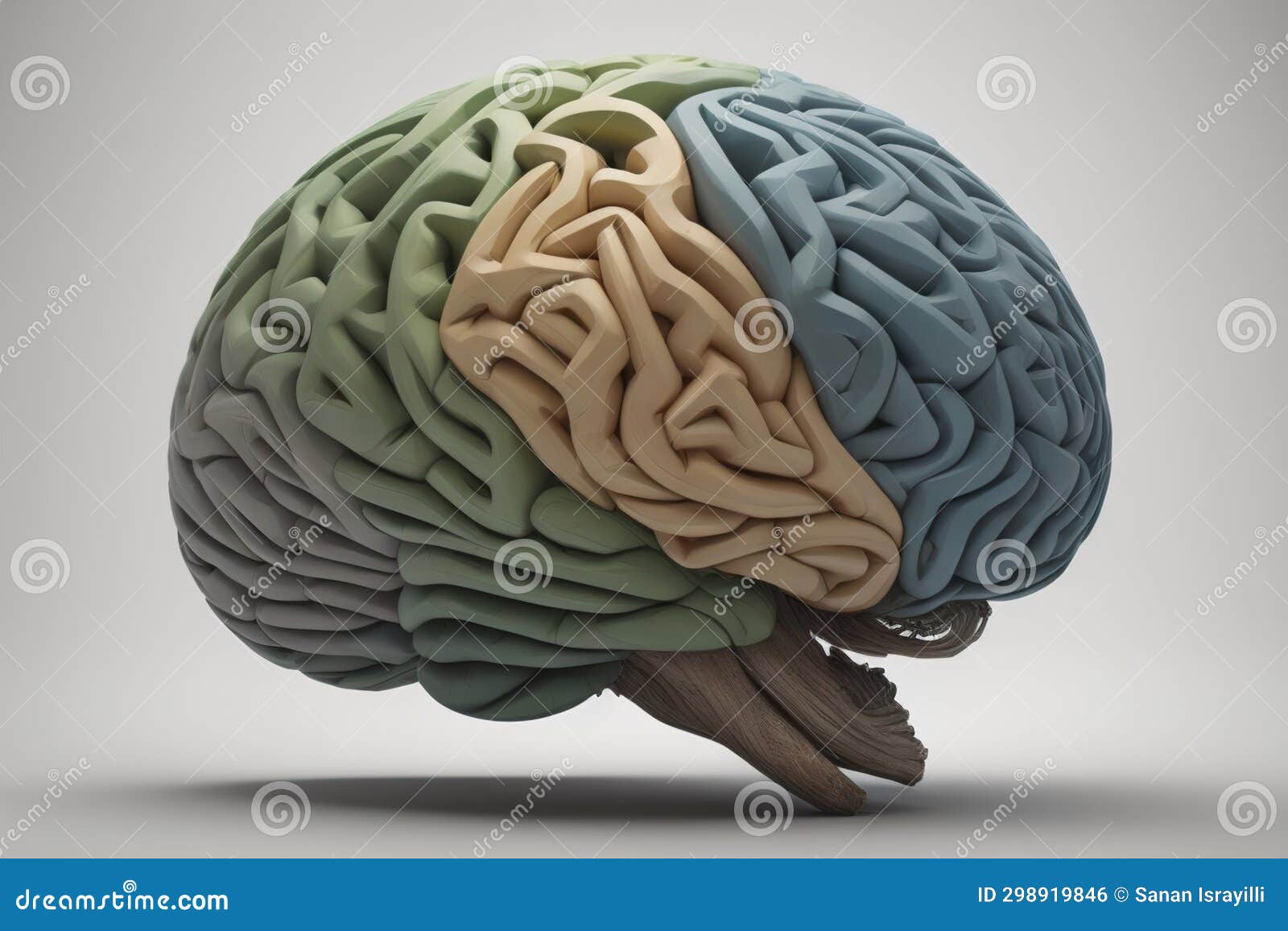 Human Brain on a Solid Color Background. Ai Generative Stock Photo ...