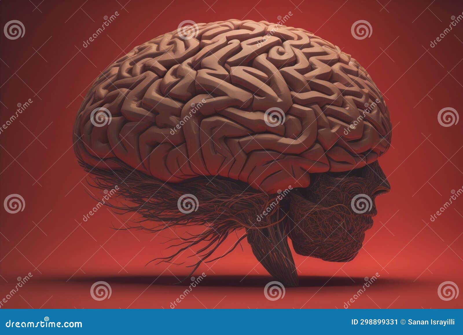 Human Brain on a Solid Color Background. Ai Generative Stock Image ...