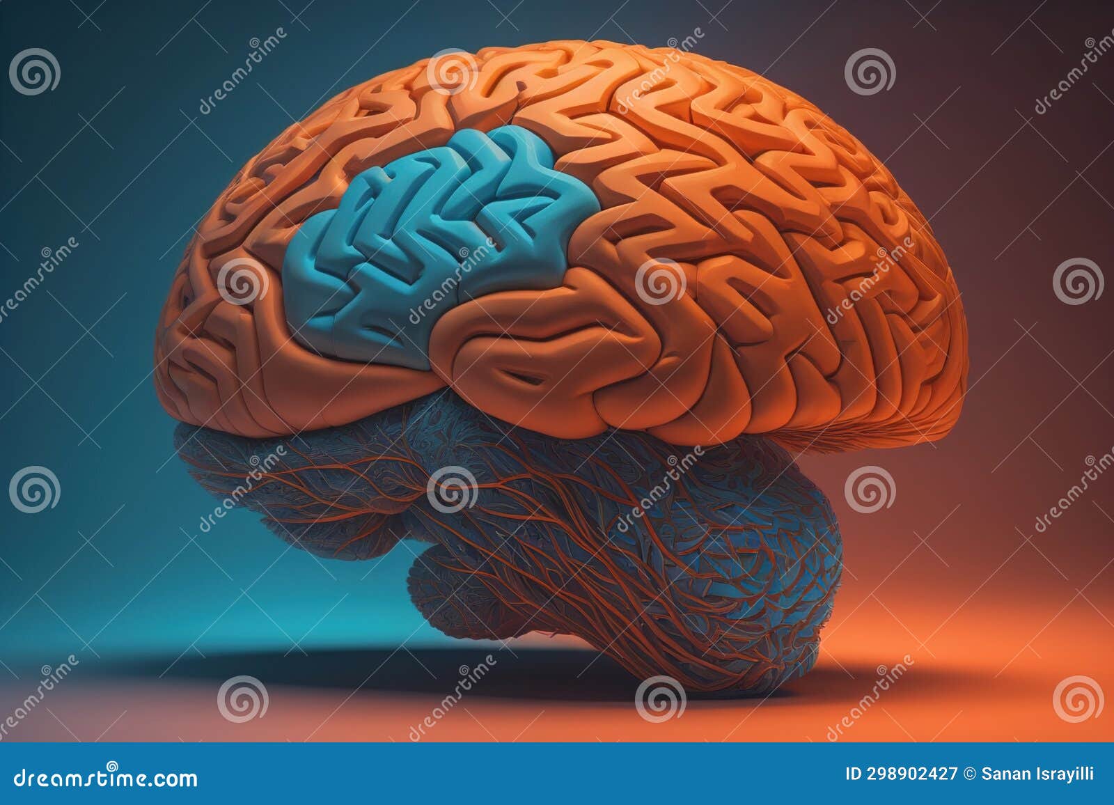 Human Brain on a Solid Color Background. Ai Generative Stock Image ...