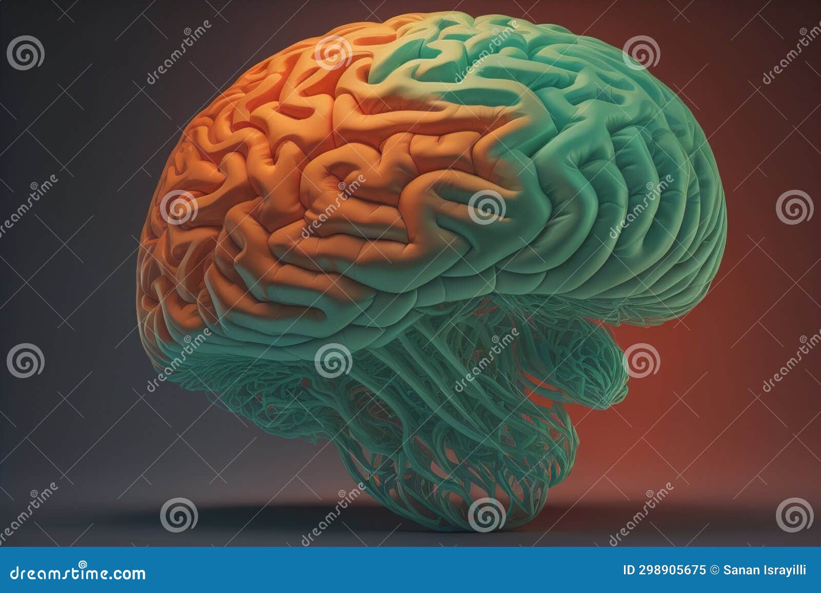 Human Brain on a Solid Color Background. Ai Generative Stock Image ...
