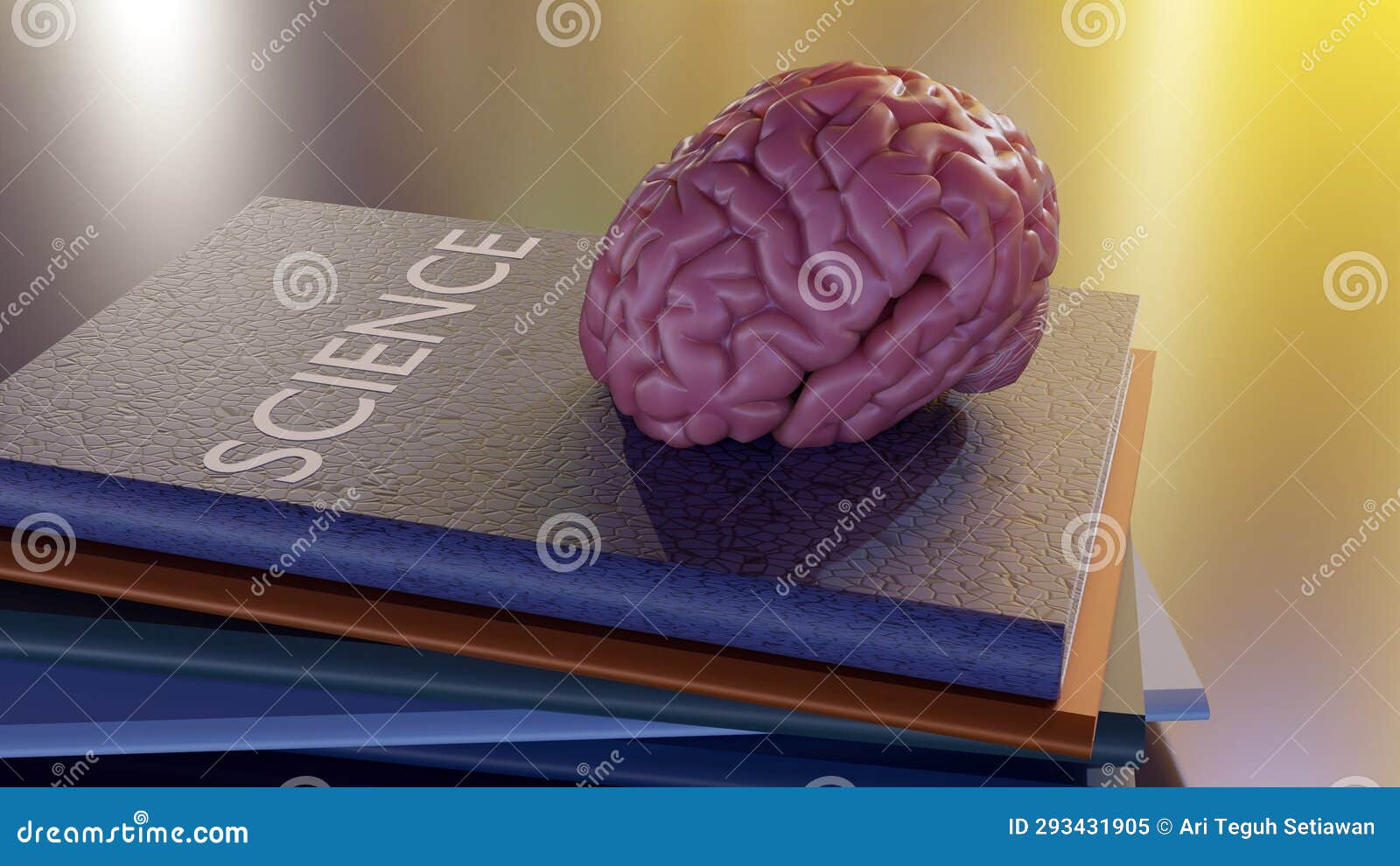 Human Brain and Stack of Science Books Stock Illustration ...