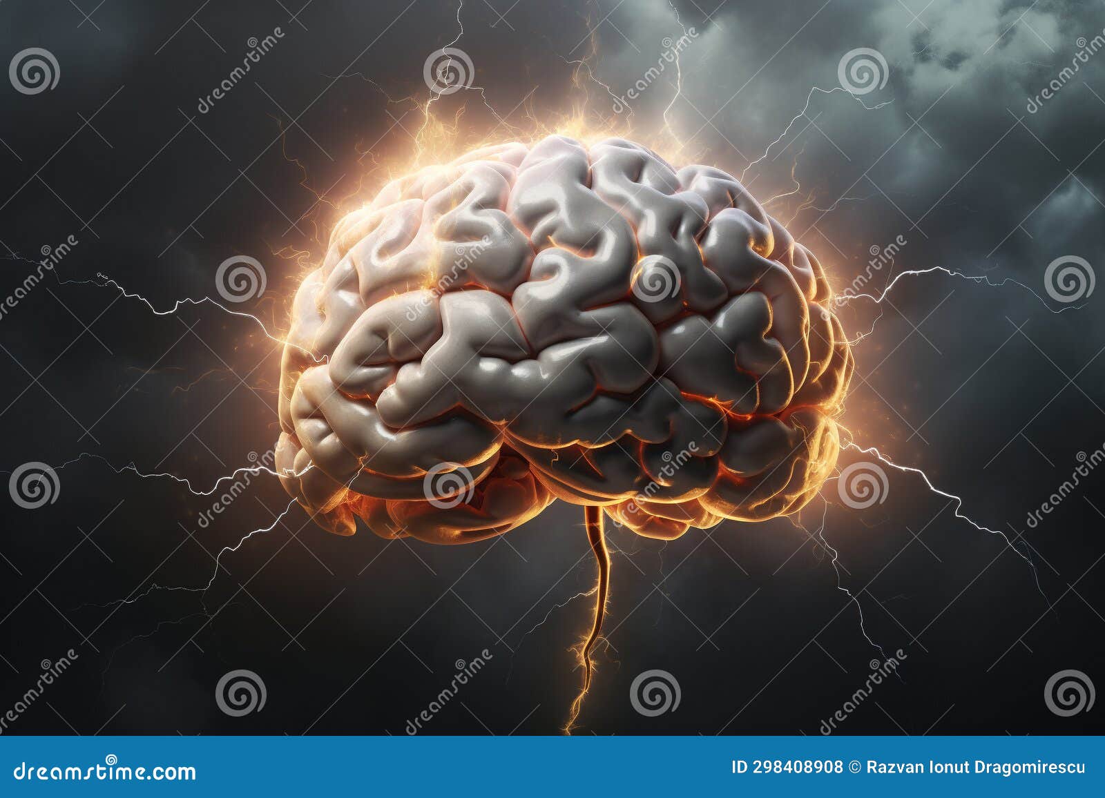 Human Brain Struck by Lightning, Symbolizing the Intense Struggle of ...