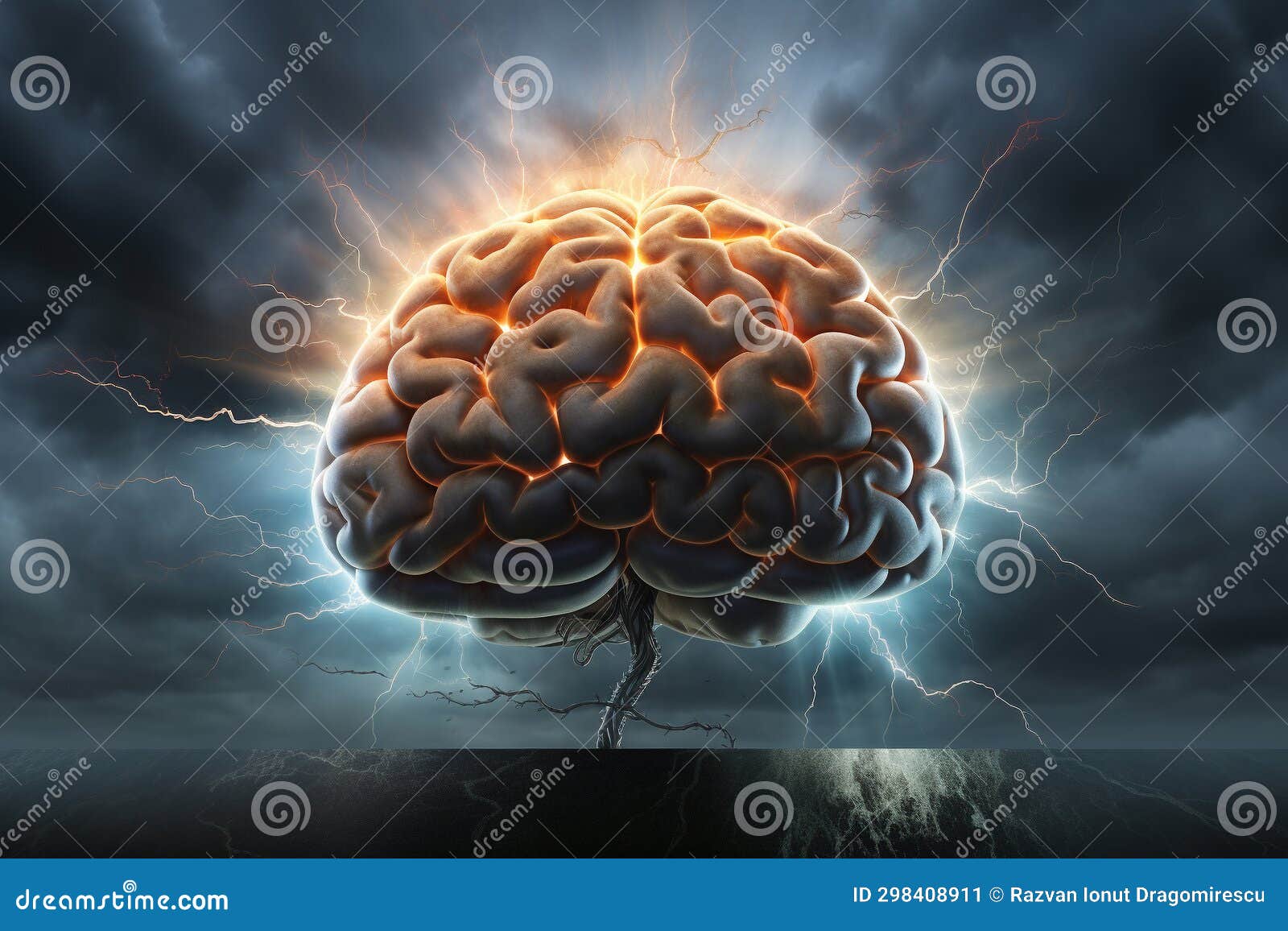 Human Brain Struck by Lightning, Symbolizing the Intense Struggle of ...