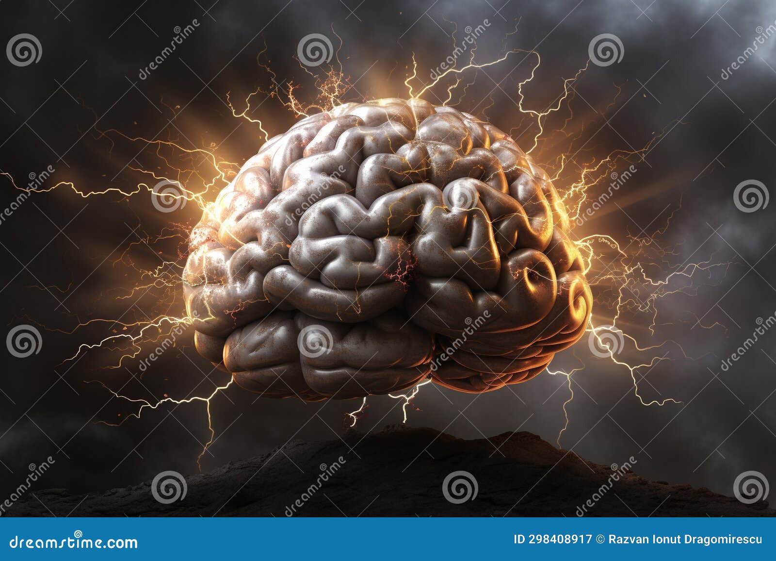 Human Brain Struck by Lightning, Symbolizing the Intense Struggle of ...