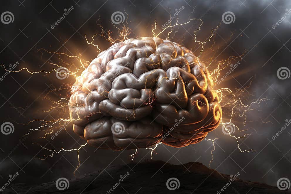 Human Brain Struck by Lightning, Symbolizing the Intense Struggle of ...