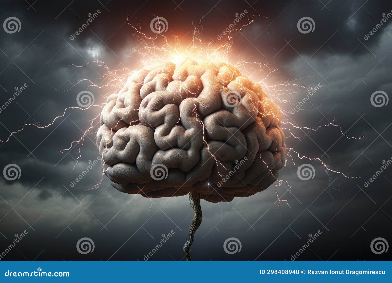 Human Brain Struck by Lightning, Symbolizing the Intense Struggle of ...