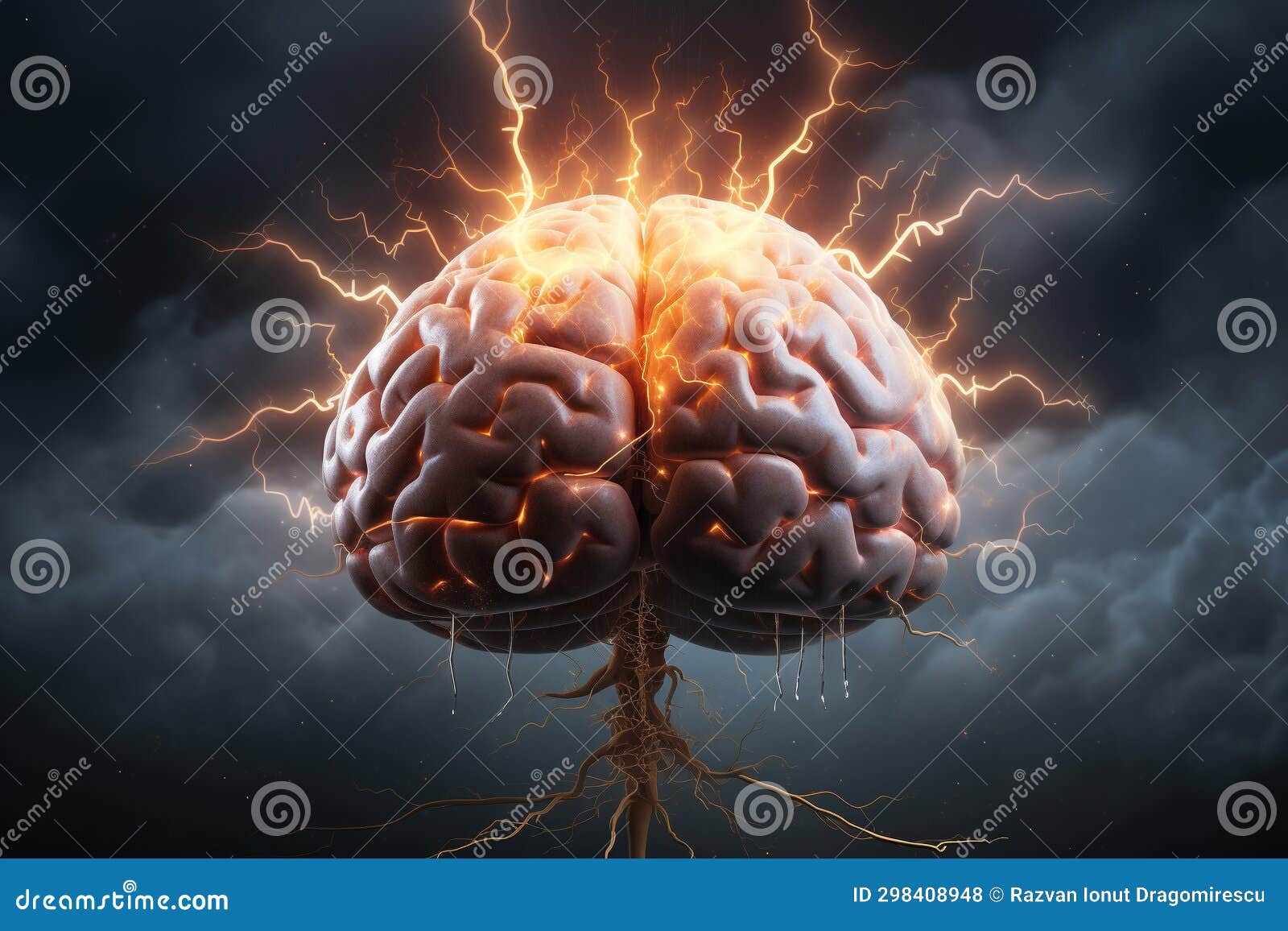 Human Brain Struck by Lightning, Symbolizing the Intense Struggle of ...