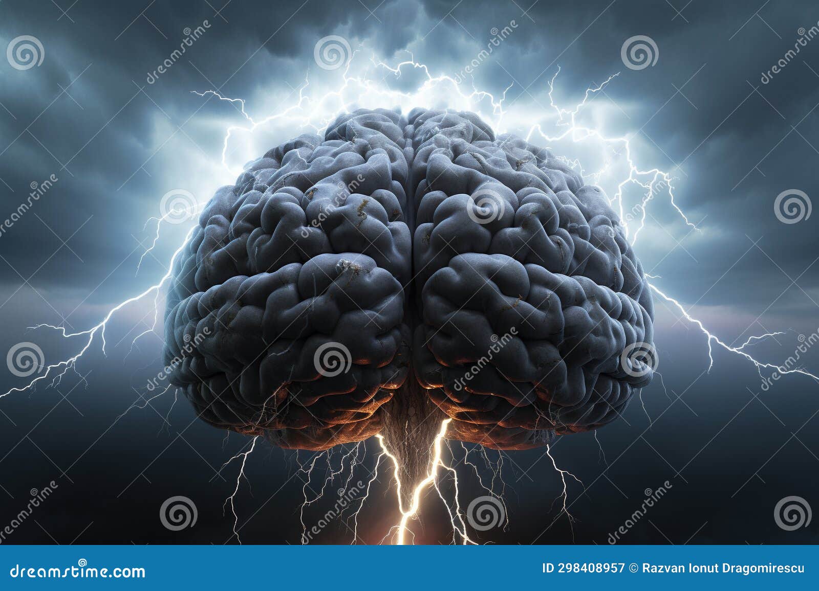 Human Brain Struck by Lightning, Symbolizing the Intense Struggle of ...