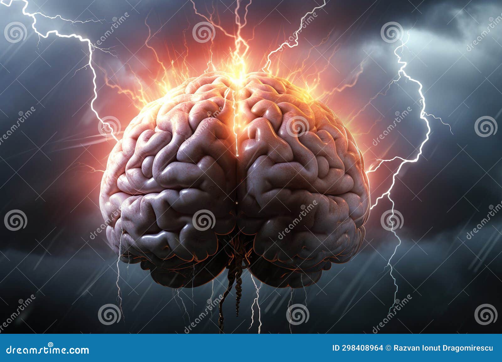 Human Brain Struck by Lightning, Symbolizing the Intense Struggle of ...