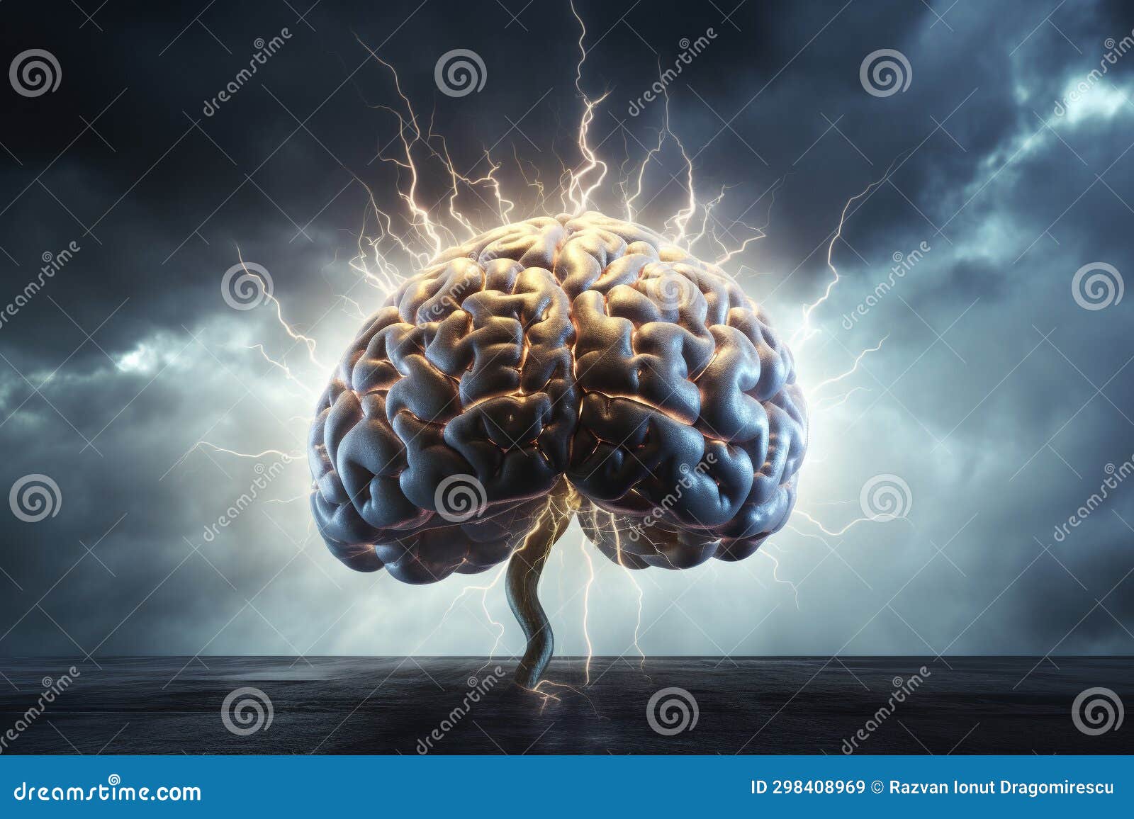 Human Brain Struck by Lightning, Symbolizing the Intense Struggle of ...