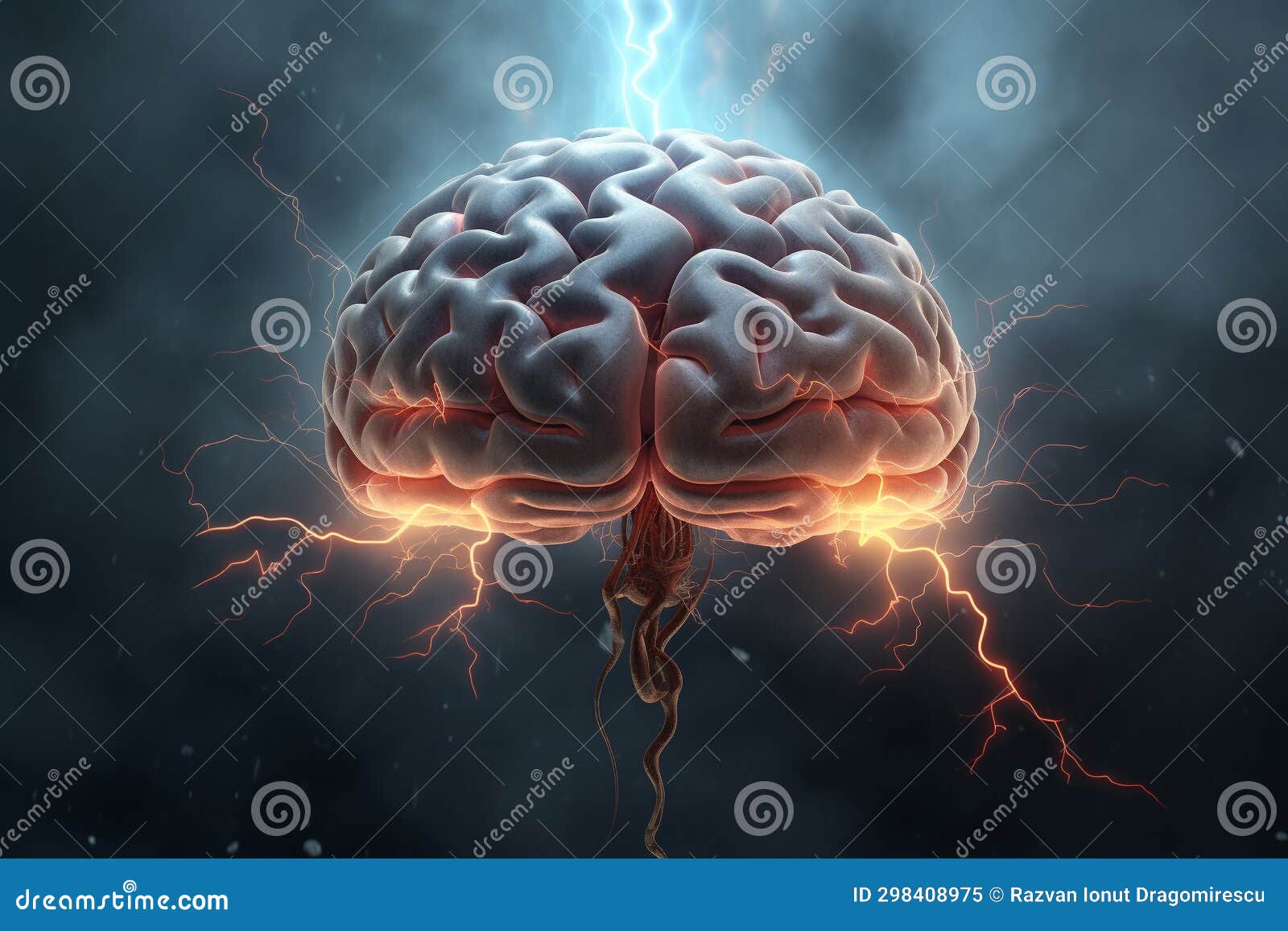 Human Brain Struck by Lightning, Symbolizing the Intense Struggle of ...
