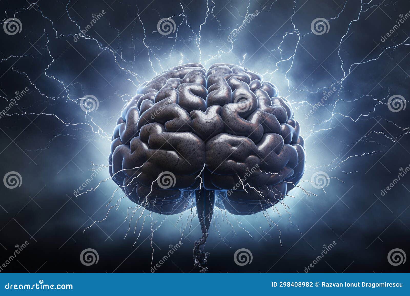 Human Brain Struck by Lightning, Symbolizing the Intense Struggle of ...