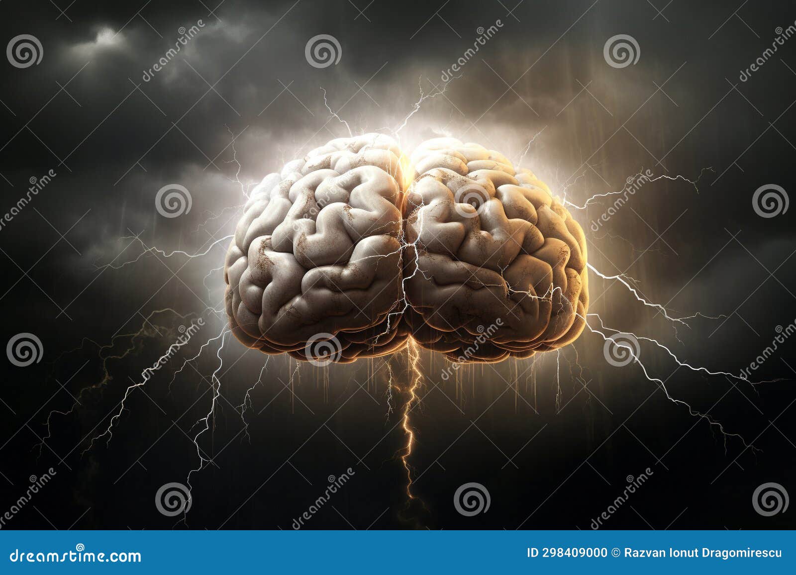 Human Brain Struck by Lightning, Symbolizing the Intense Struggle of ...
