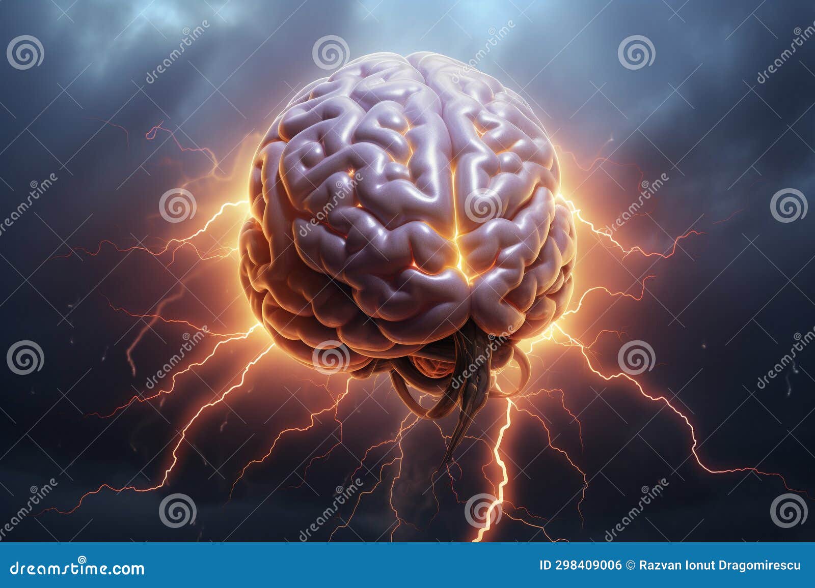 Human Brain Struck by Lightning, Symbolizing the Intense Struggle of ...