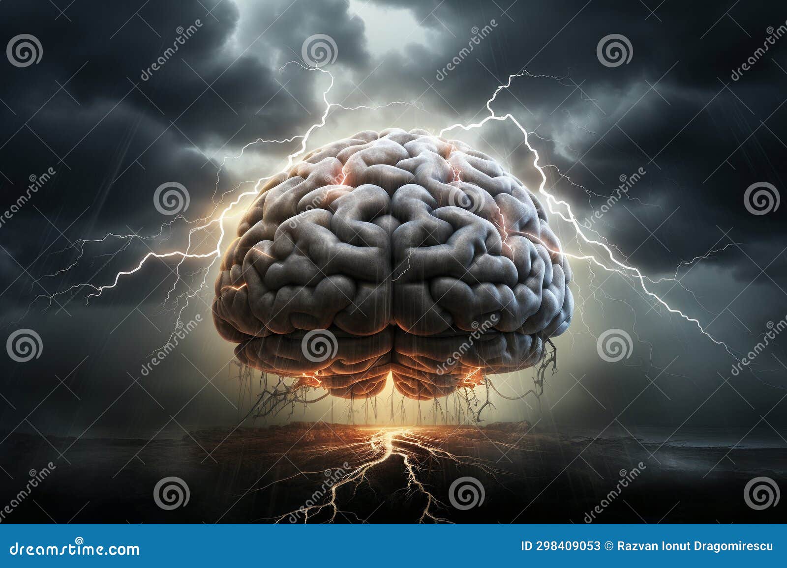 Human Brain Struck by Lightning, Symbolizing the Intense Struggle of ...