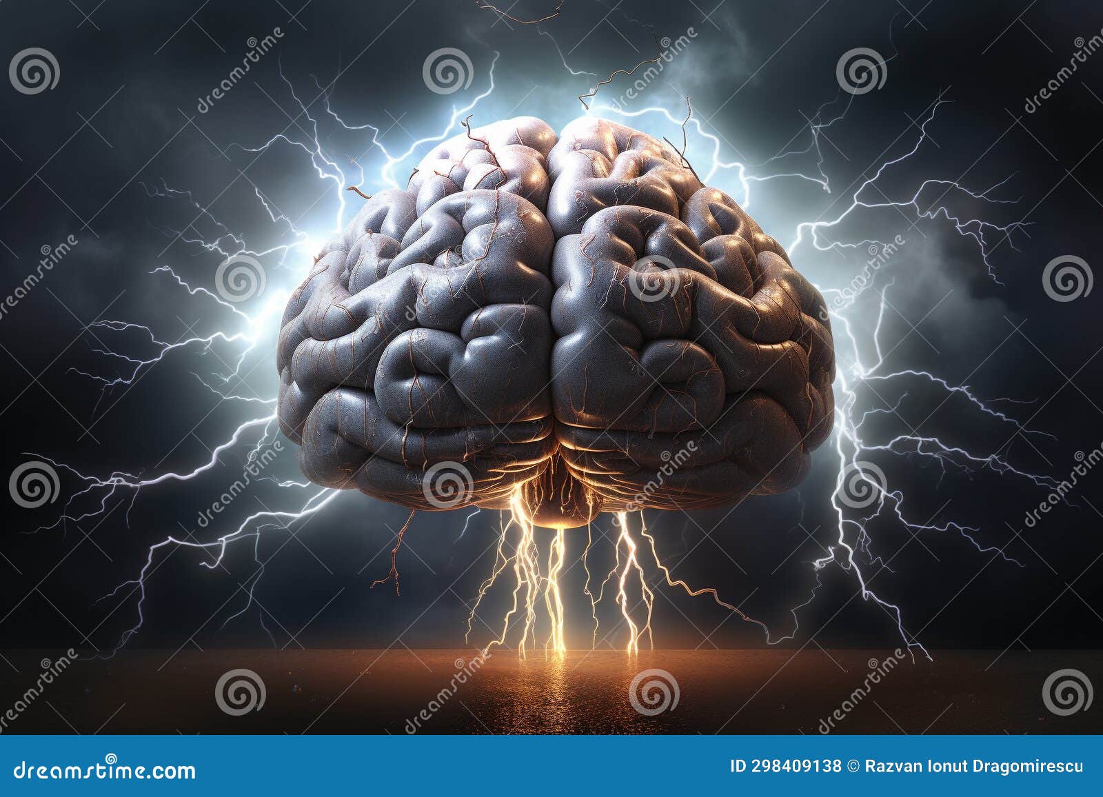 Human Brain Struck by Lightning, Symbolizing the Intense Struggle of ...