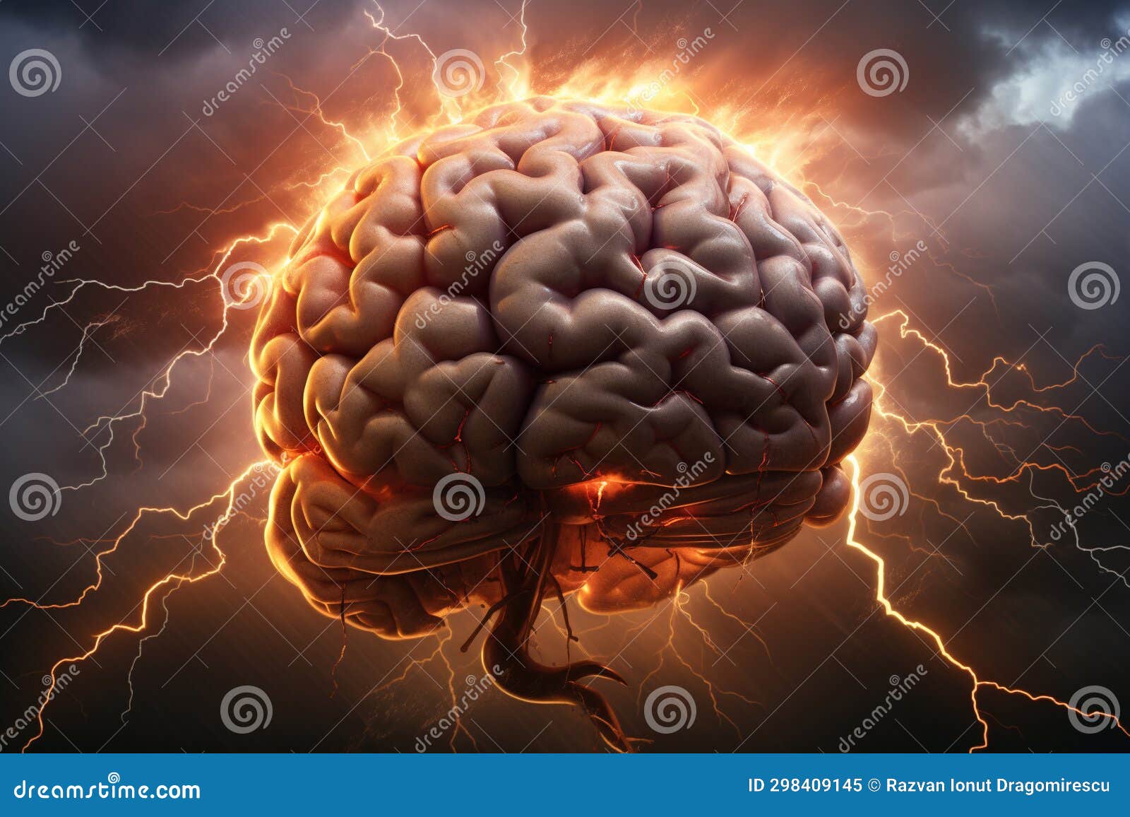 Human Brain Struck by Lightning, Symbolizing the Intense Struggle of ...