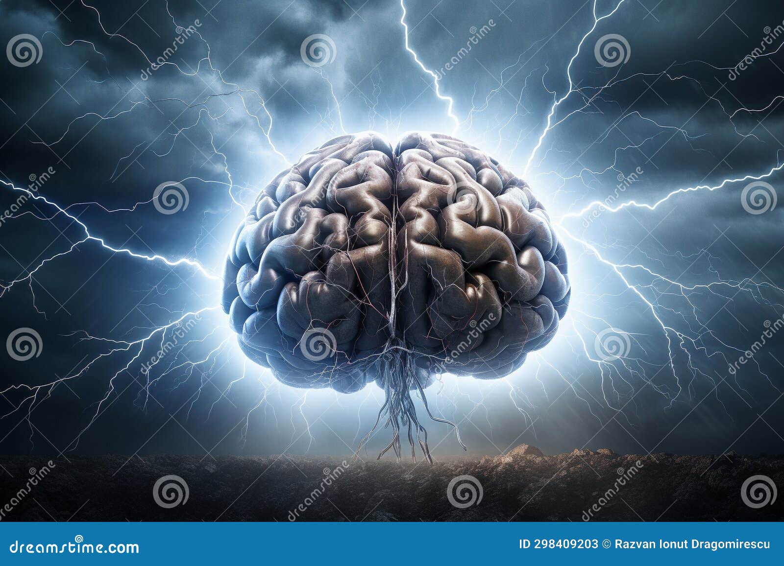 Human Brain Struck by Lightning, Symbolizing the Intense Struggle of ...