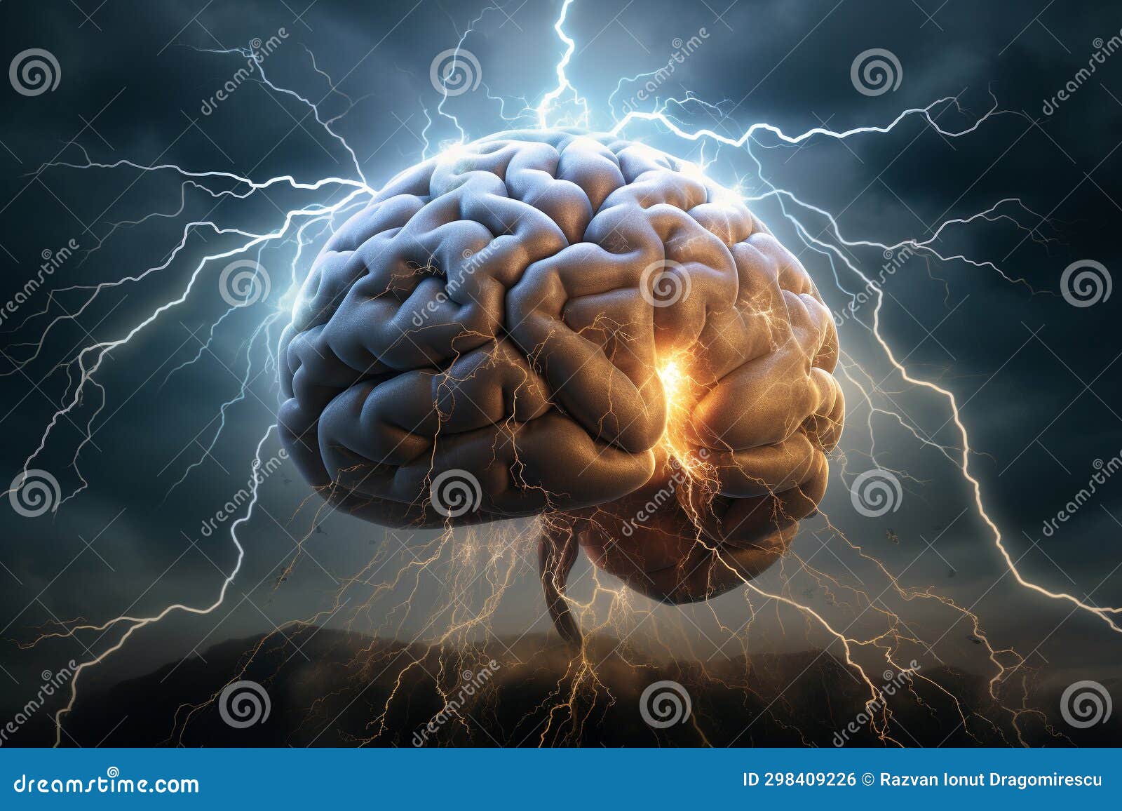 Human Brain Struck by Lightning, Symbolizing the Intense Struggle of ...