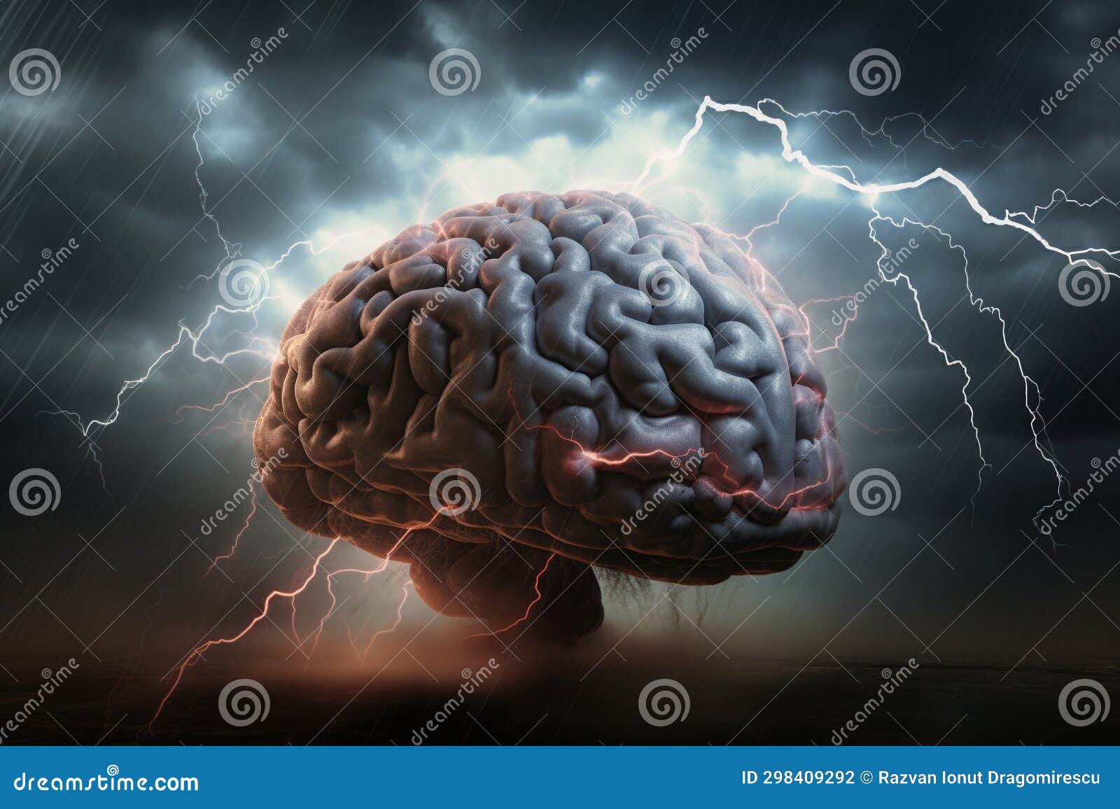Human Brain Struck by Lightning, Symbolizing the Intense Struggle of ...