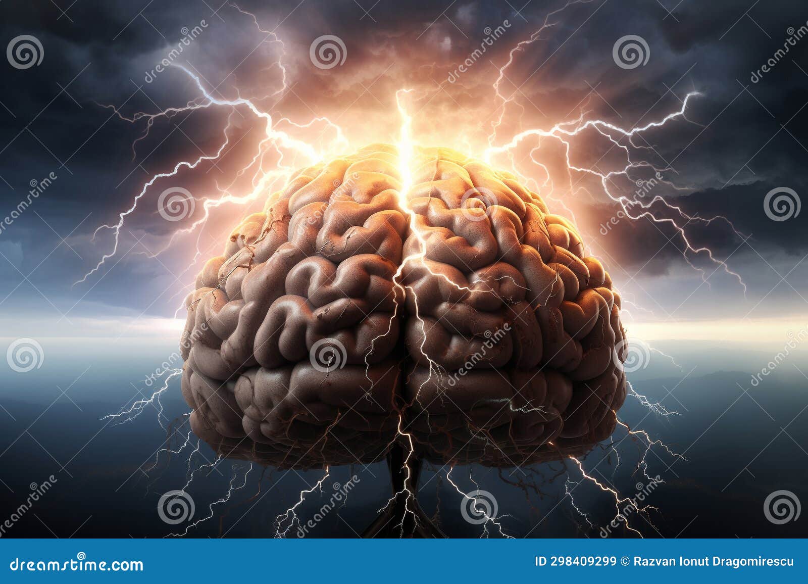 Human Brain Struck by Lightning, Symbolizing the Intense Struggle of ...