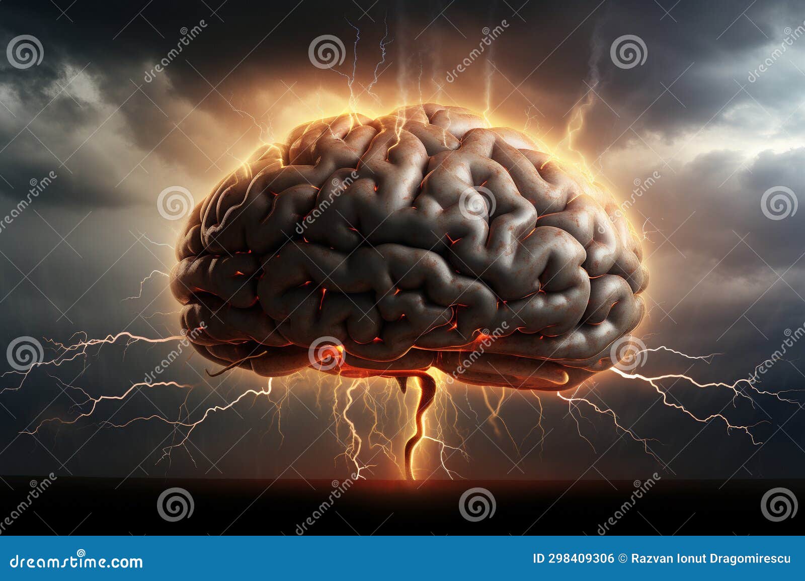 Human Brain Struck by Lightning, Symbolizing the Intense Struggle of ...