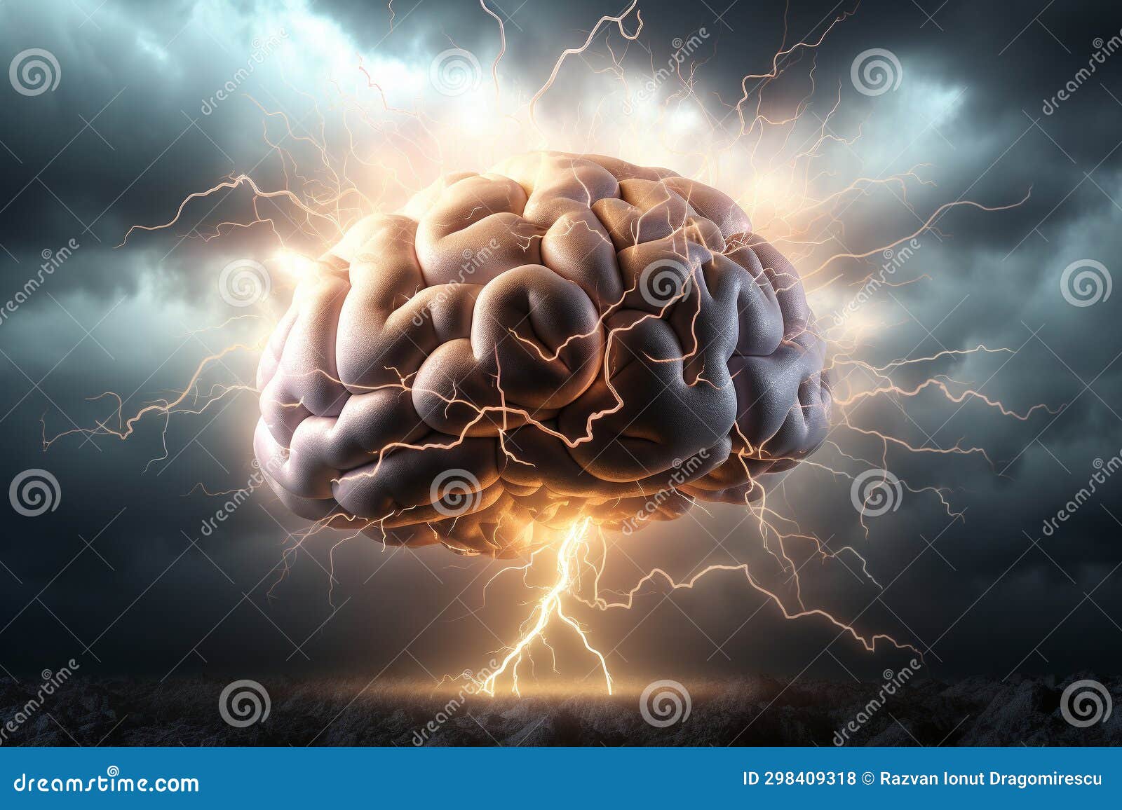 Human Brain Struck by Lightning, Symbolizing the Intense Struggle of ...