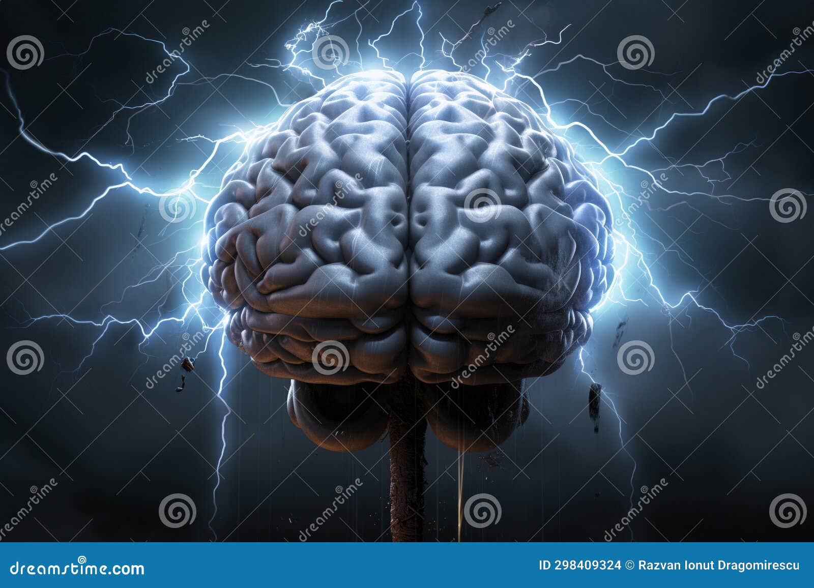 Human Brain Struck by Lightning, Symbolizing the Intense Struggle of ...