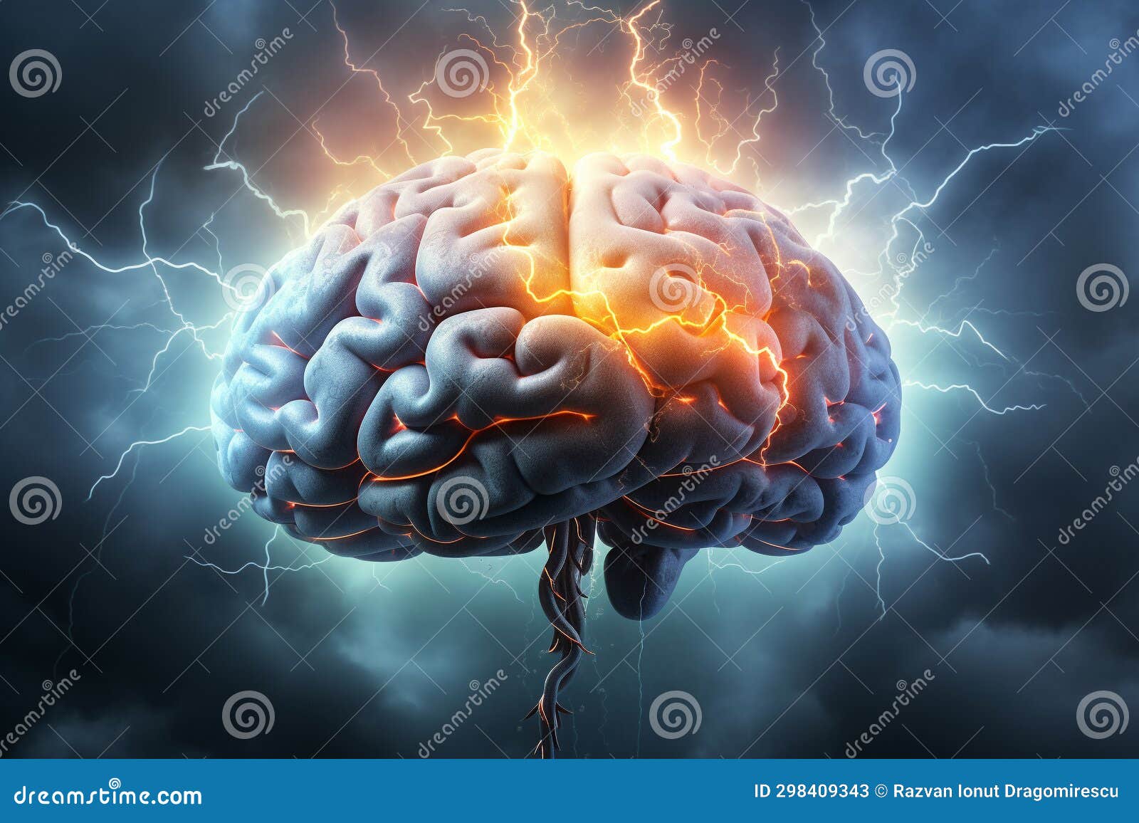 Human Brain Struck by Lightning, Symbolizing the Intense Struggle of ...