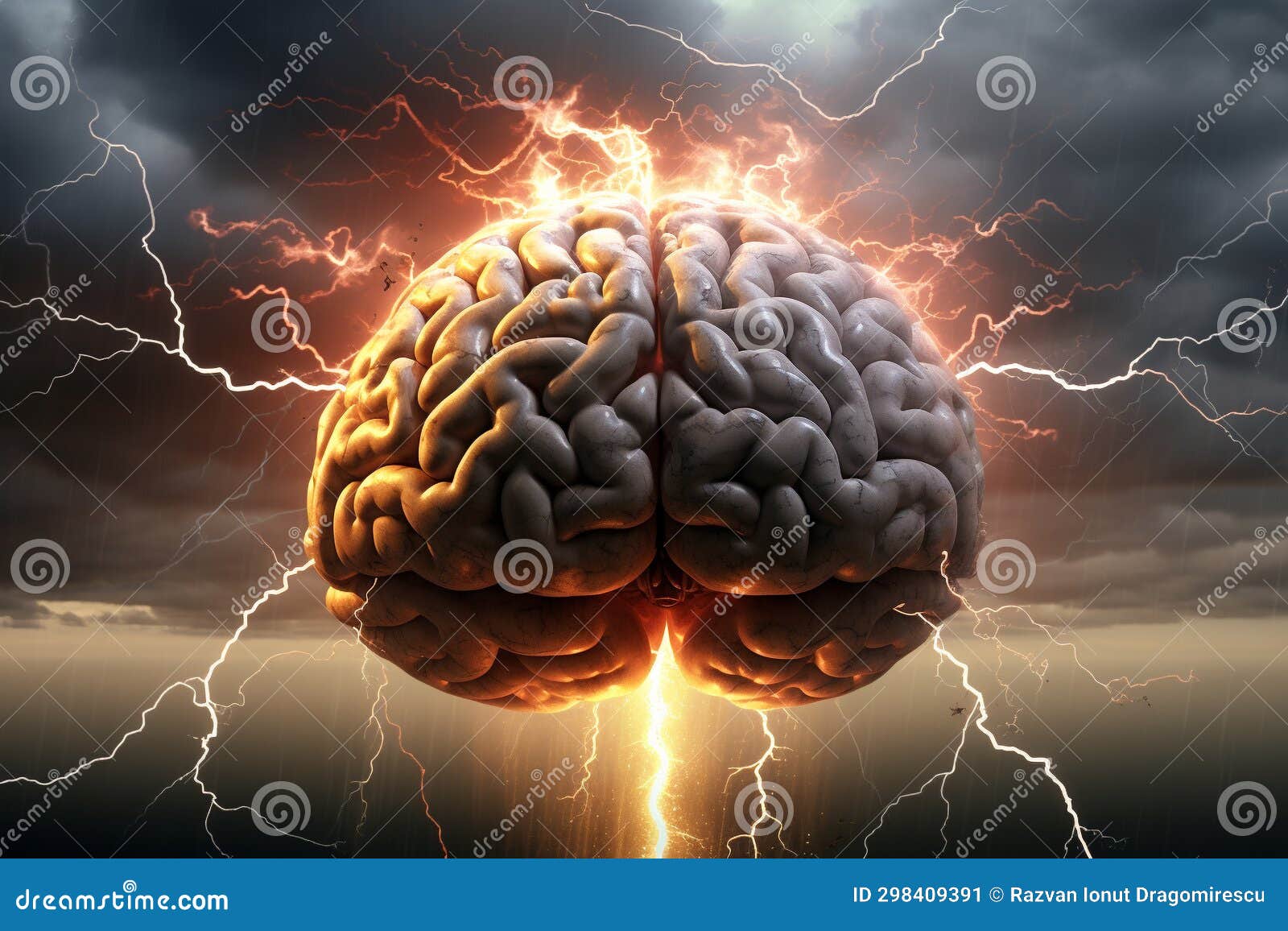 Human Brain Struck by Lightning, Symbolizing the Intense Struggle of ...
