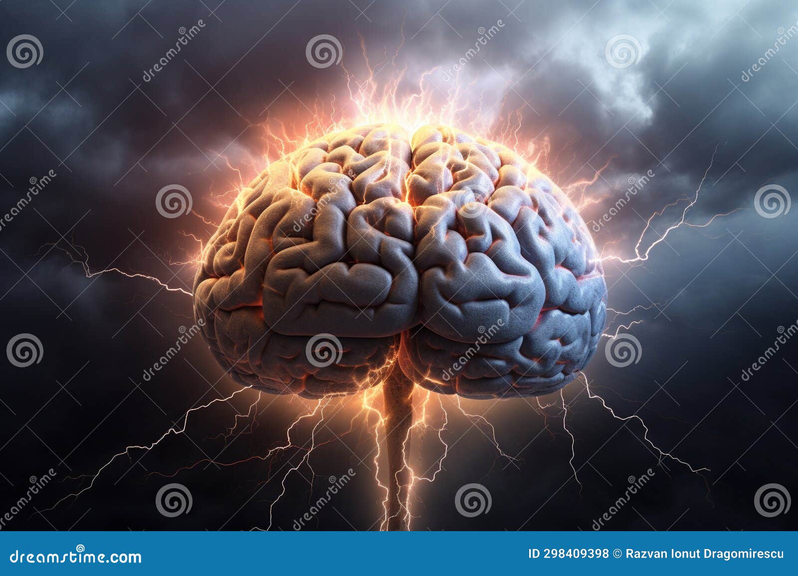 Human Brain Struck by Lightning, Symbolizing the Intense Struggle of ...